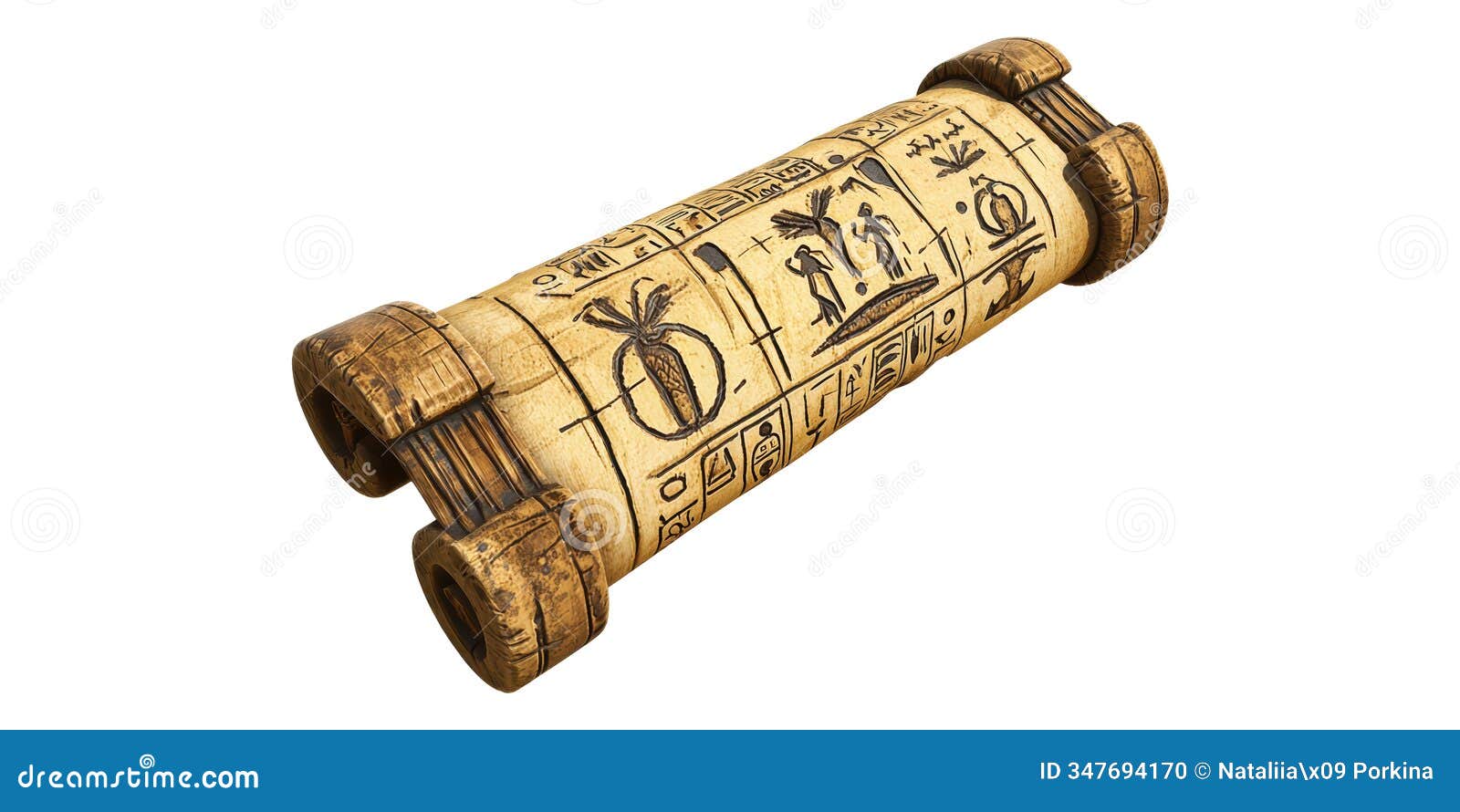 Scroll with Ancient Symbols and Rolled Edges Isolated on Transparent ...