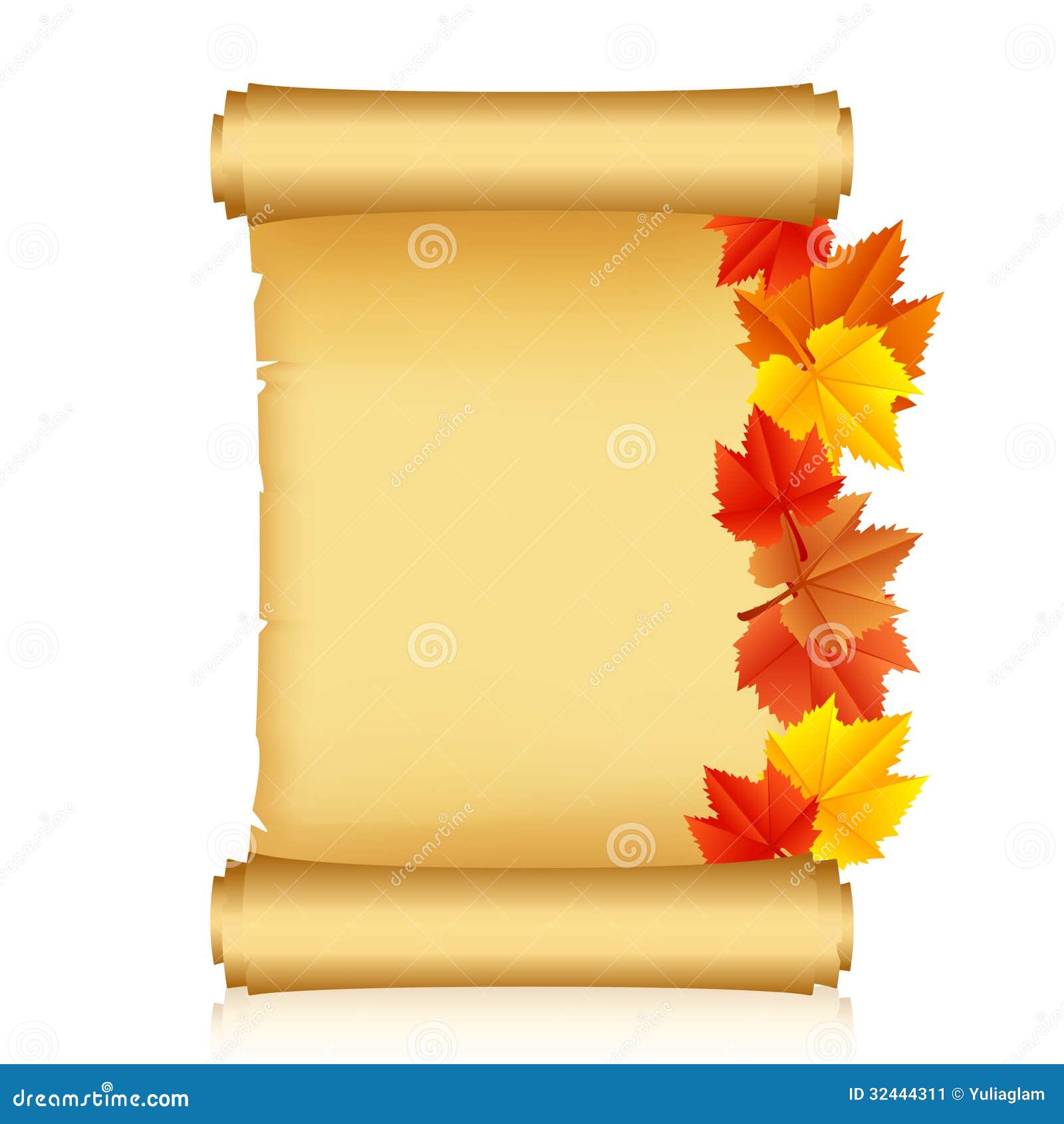 Scroll with autumn leaves stock vector. Illustration of gold - 32444311