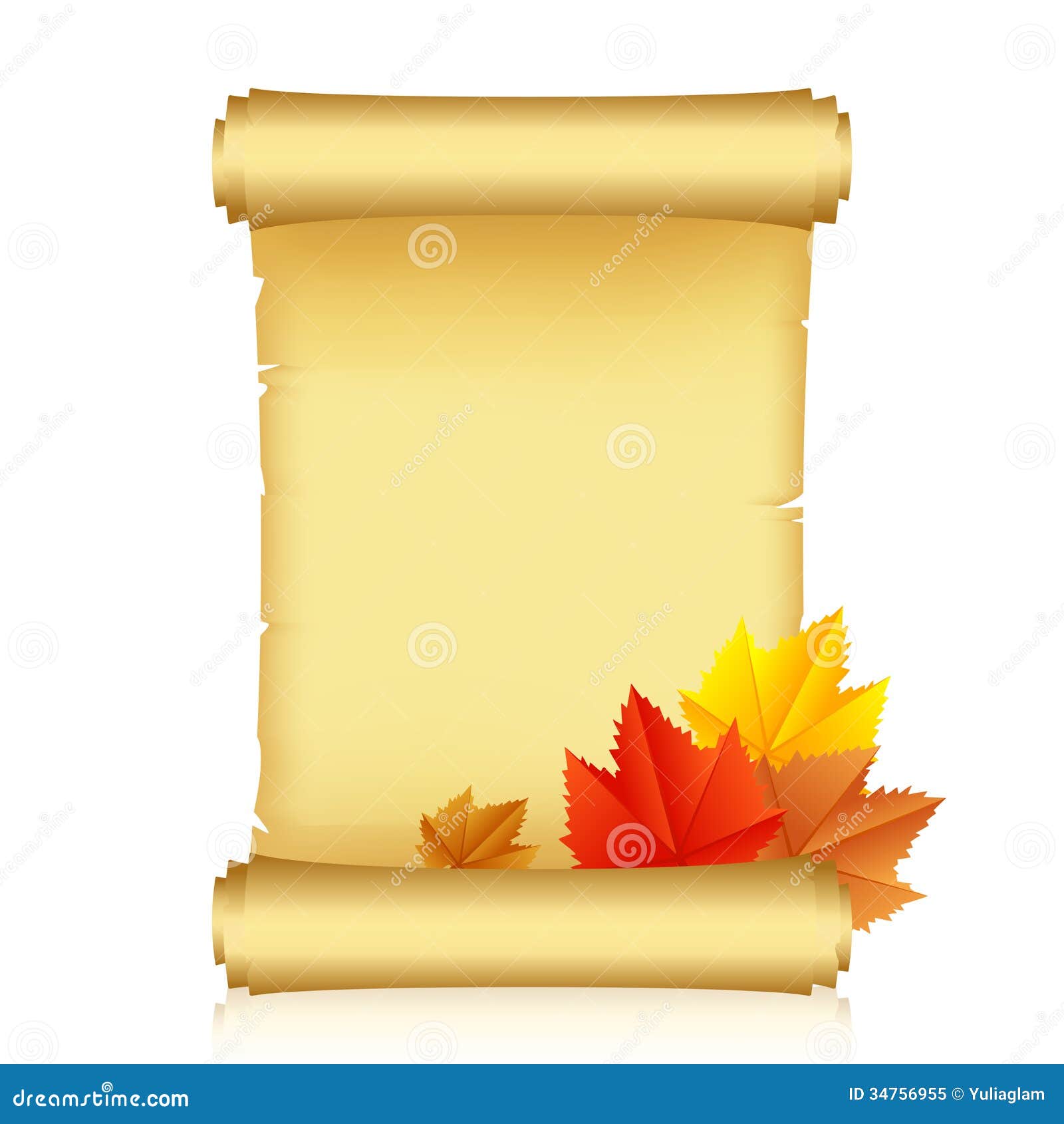 Scroll with autumn leaves stock vector. Illustration of golden - 34756955