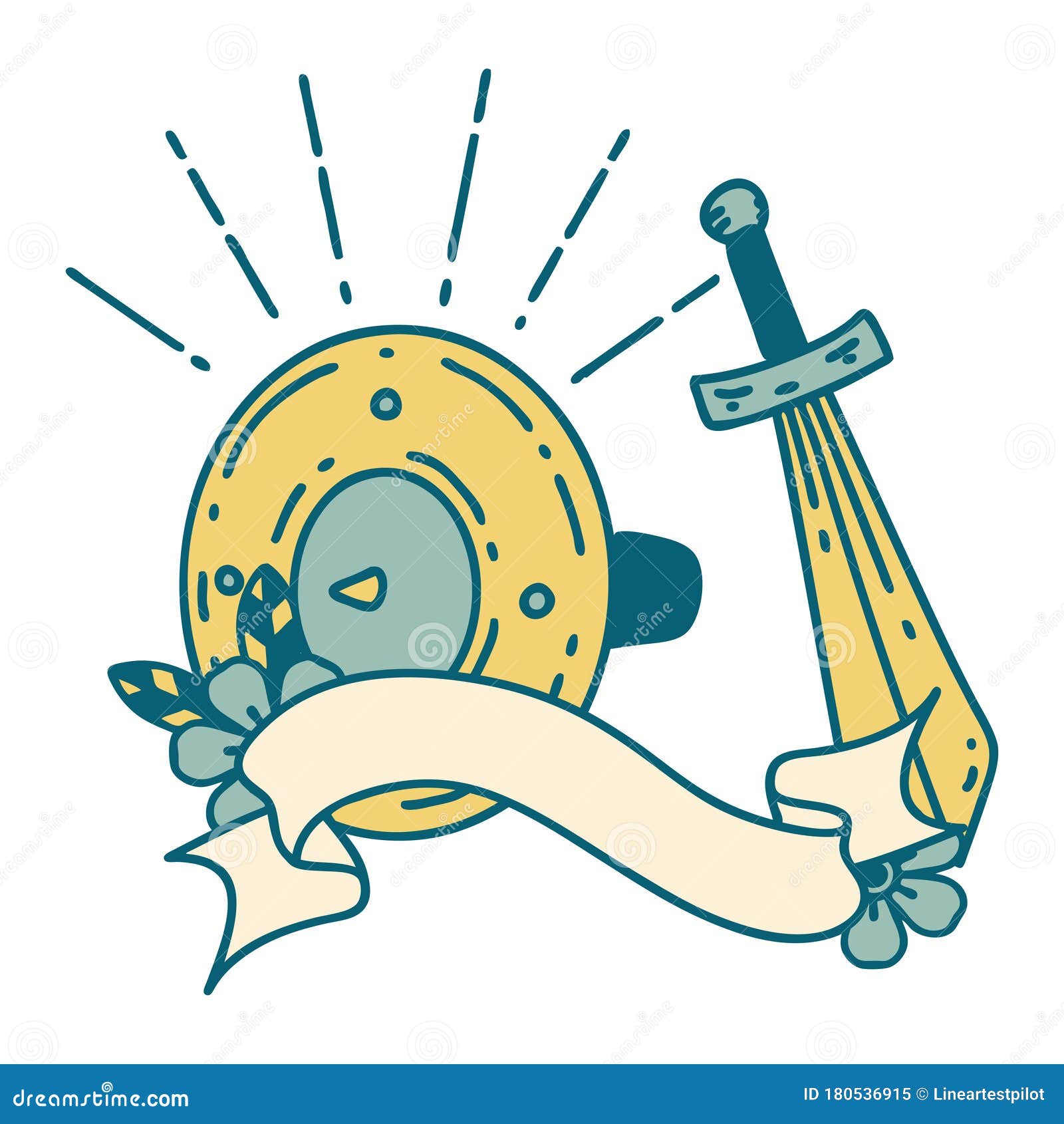 Banner with Tattoo Style Shield and Sword Stock Vector - Illustration ...