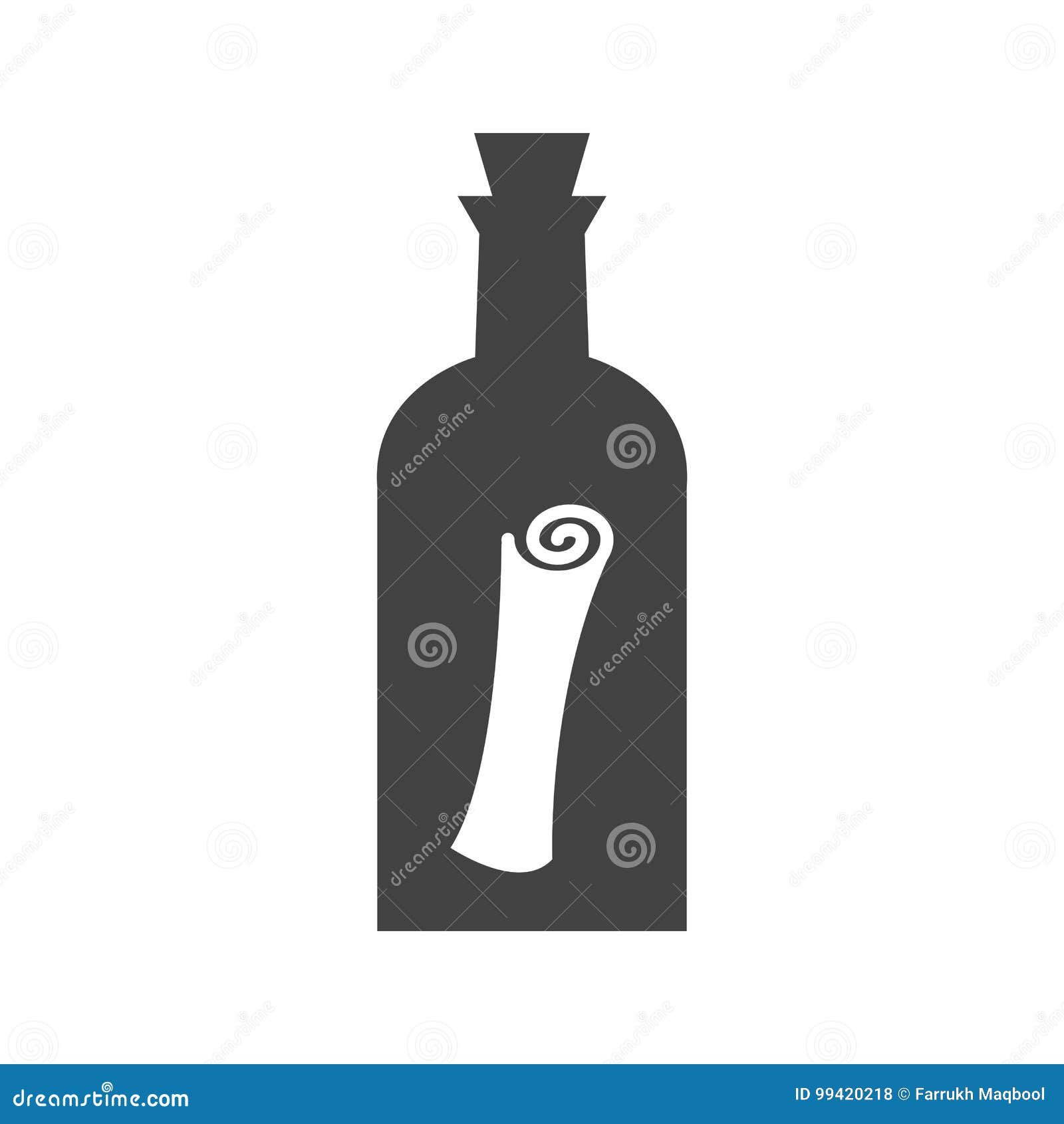 Scroll in Bottle stock vector. Illustration of cork, scroll - 99420218