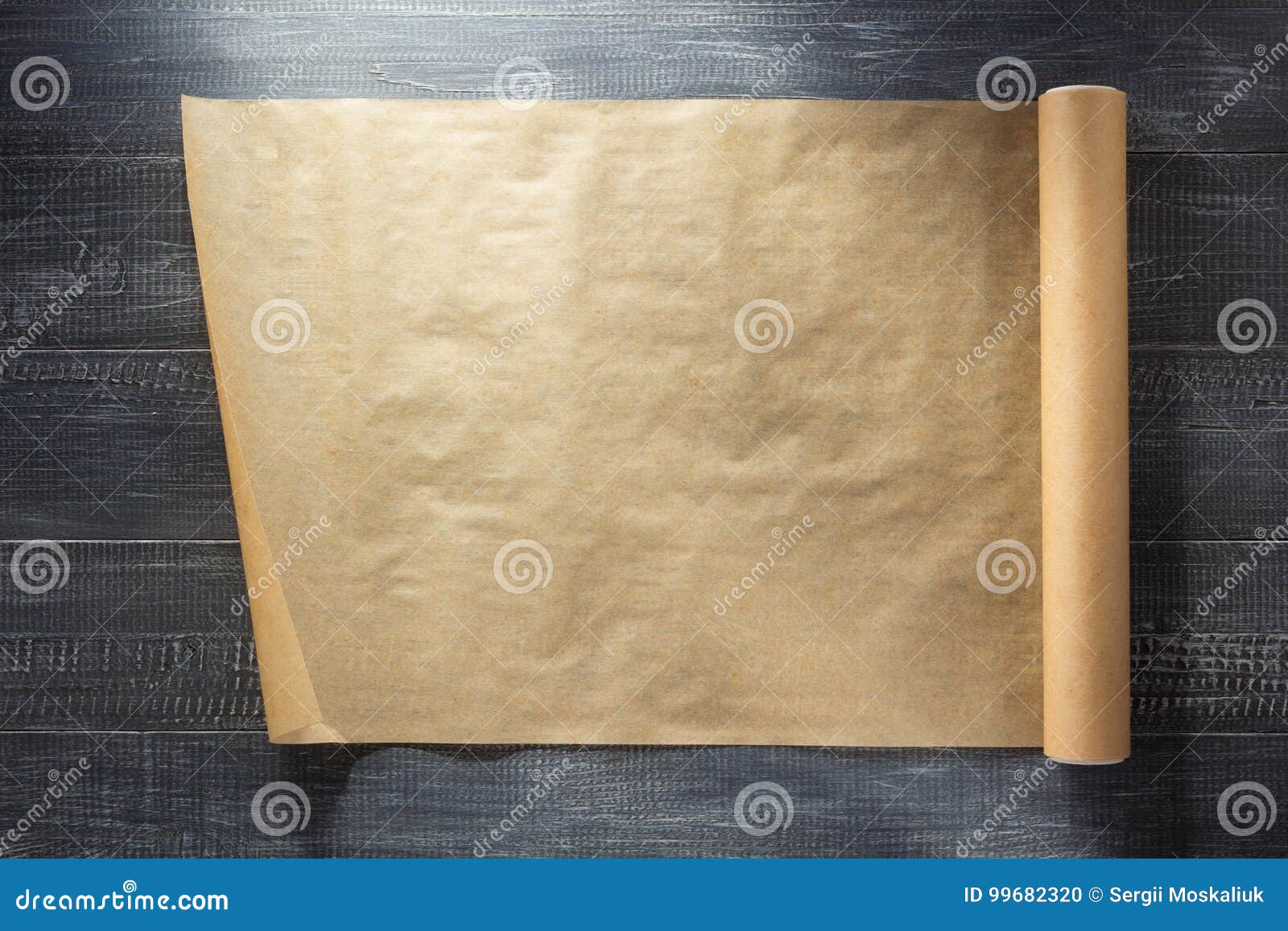 Scroll of Brown Paper at Wood Stock Photo - Image of paper, scroll ...