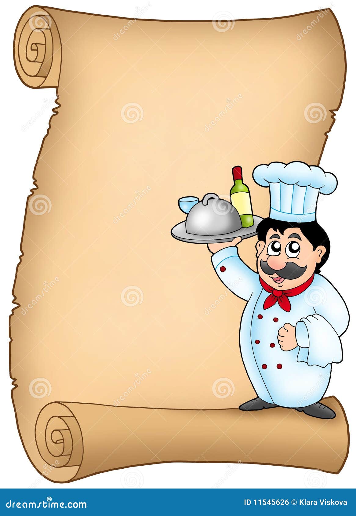 Scroll with chef 1 stock illustration. Illustration of dinner - 11545626