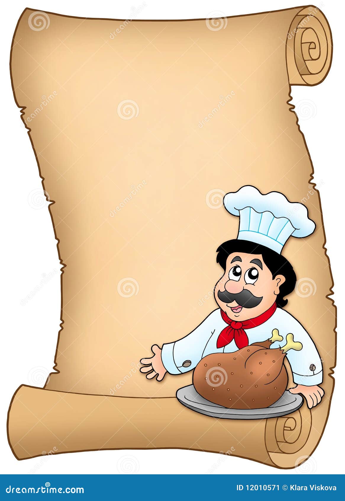 Scroll with Chef with Roasted Meat Stock Illustration - Illustration of ...