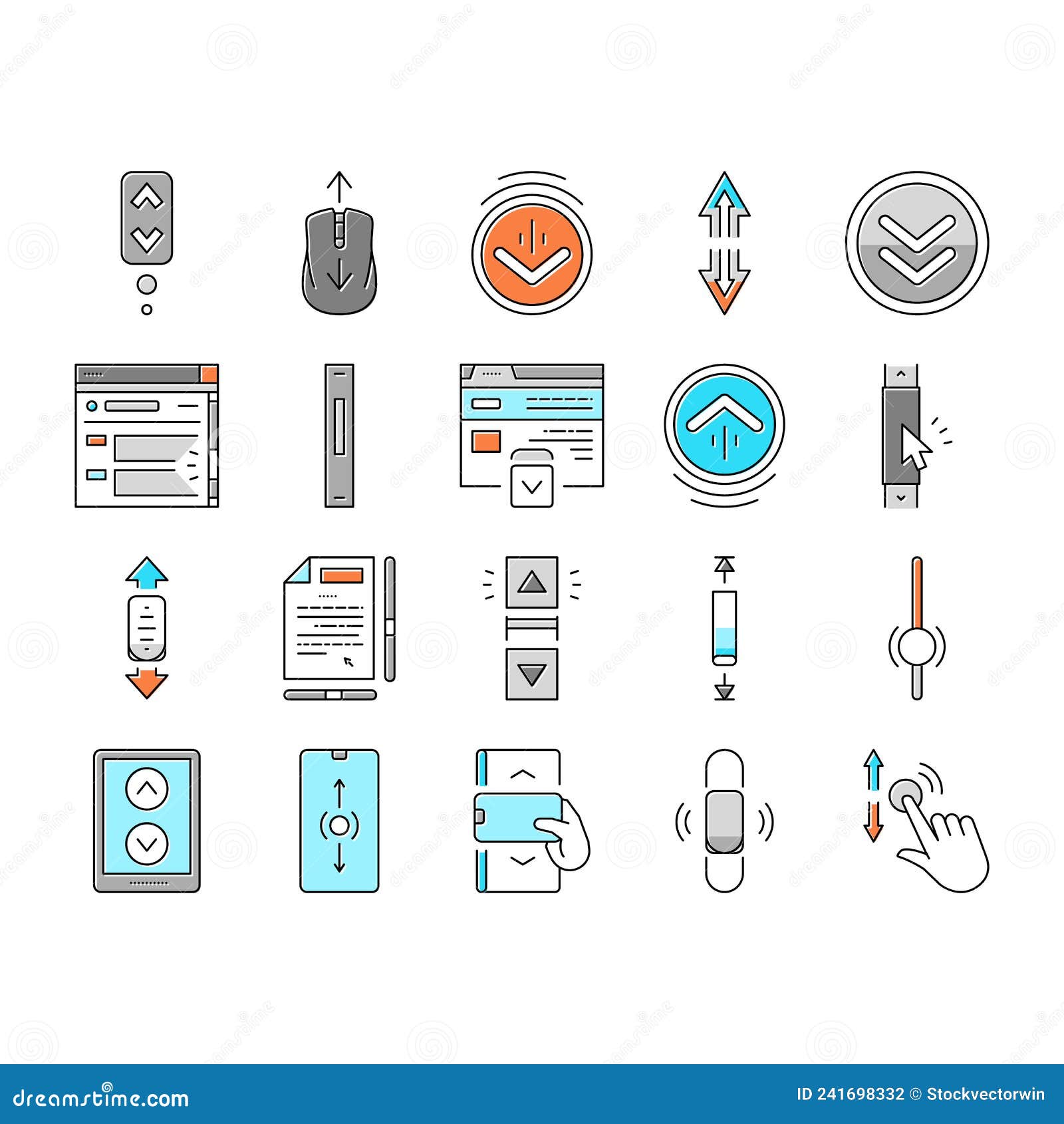Scroll Computer Mouse Cursor Icons Set Vector . Stock Illustration - Illustration of item, hand ...