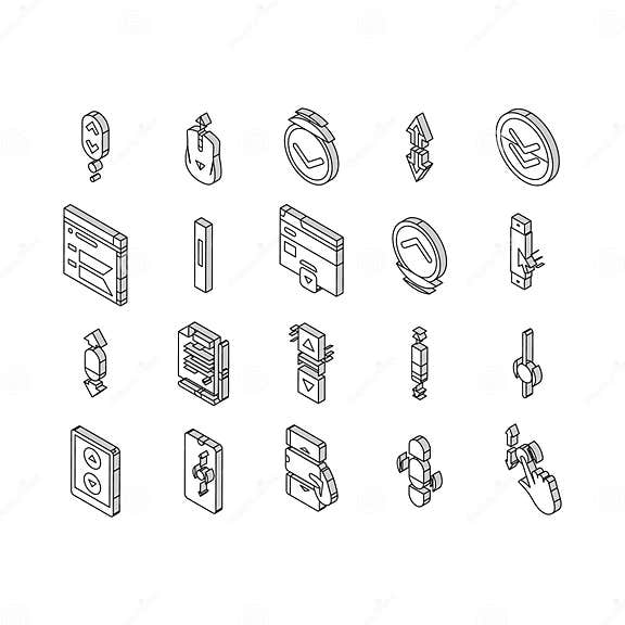 Scroll Computer Mouse Cursor Isometric Icons Set Vector Stock Vector