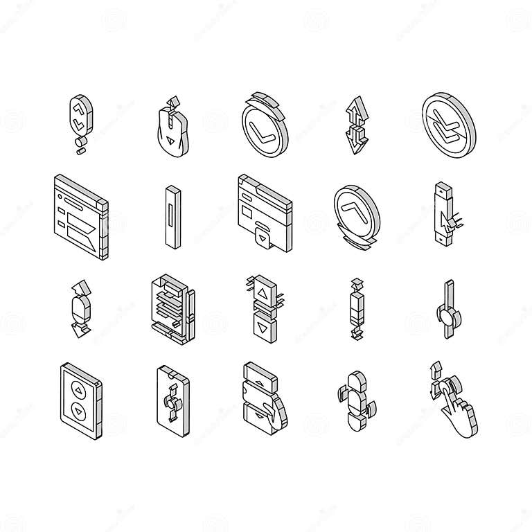 Scroll Computer Mouse Cursor Isometric Icons Set Vector Stock Vector