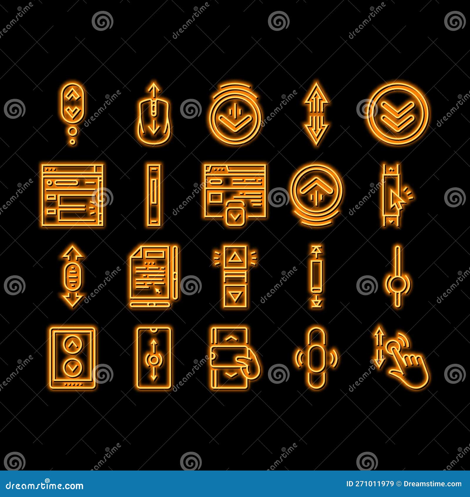 Scroll Computer Mouse Cursor Neon Glow Icon Illustration Stock Illustration Illustration Of