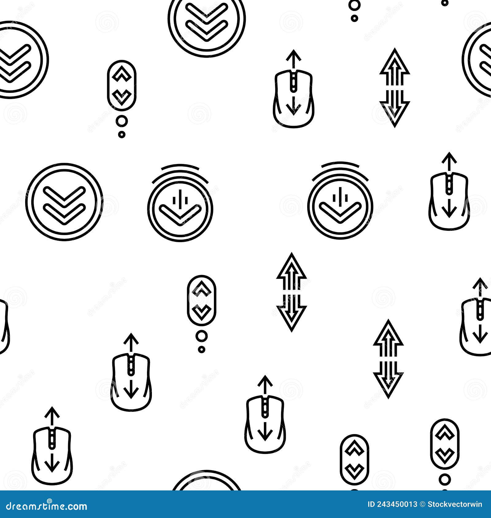 Scroll Computer Mouse Cursor Vector Seamless Pattern Stock Illustration ...