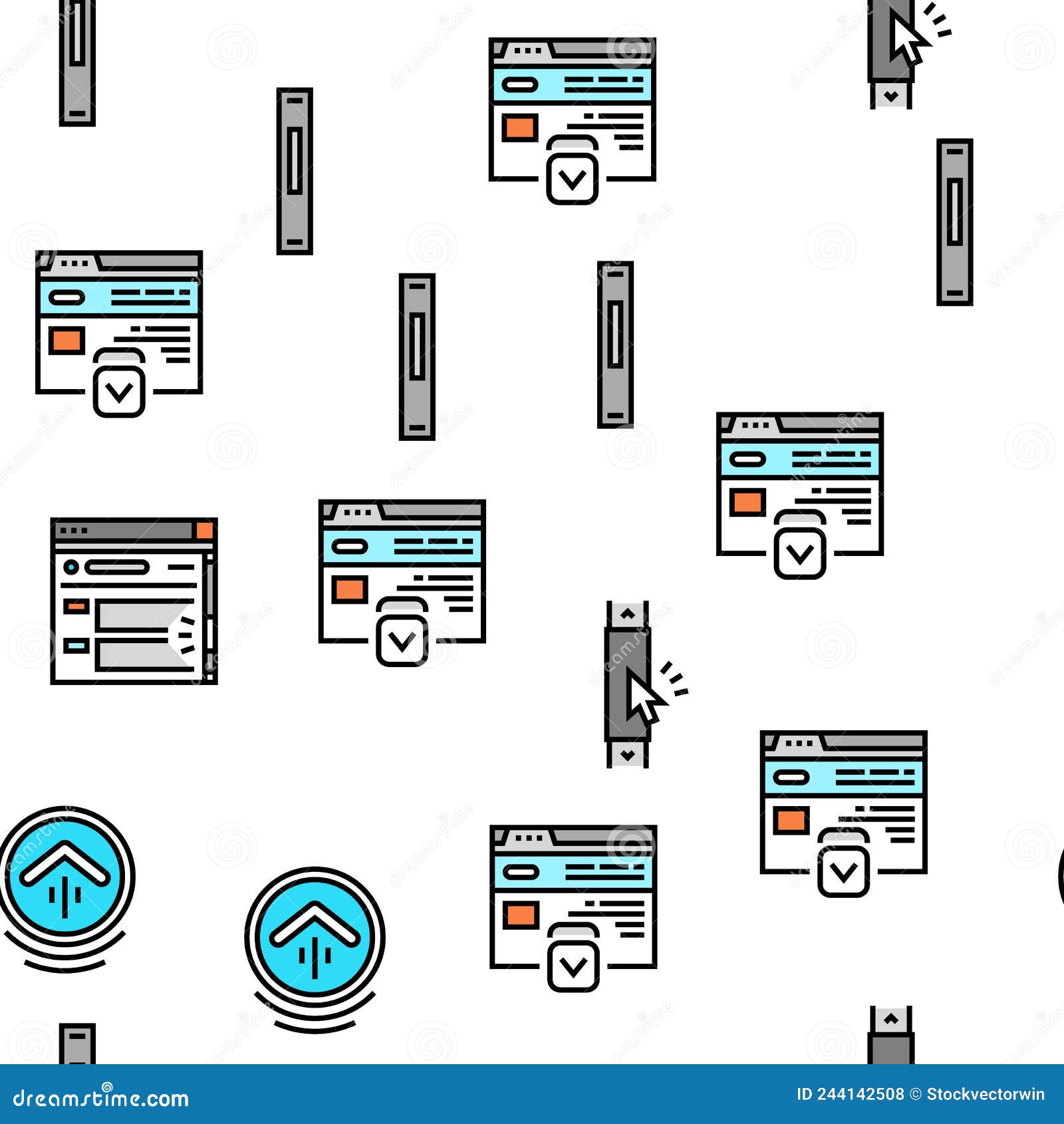 Scroll Computer Mouse Cursor Vector Seamless Pattern Stock Illustration ...