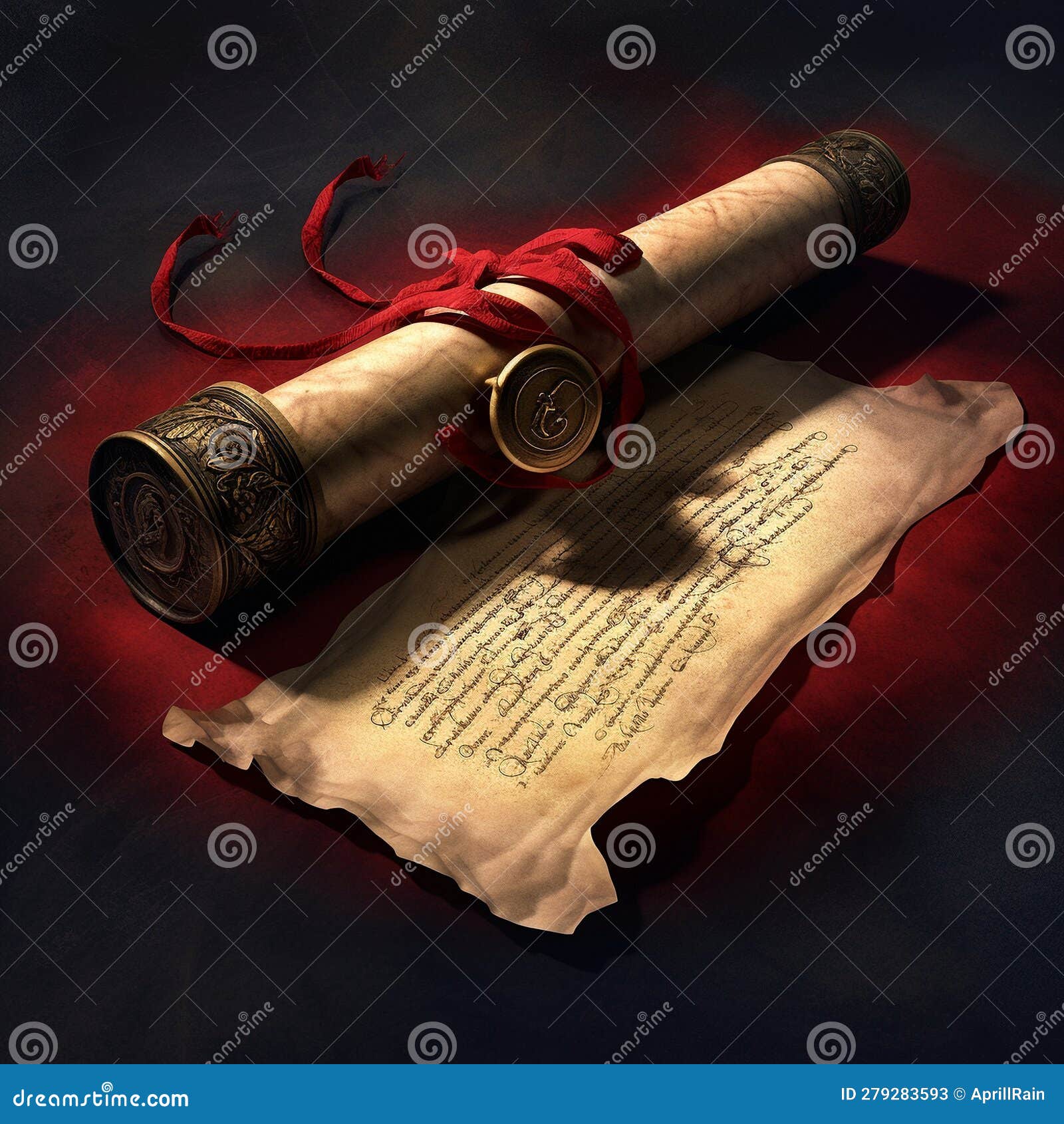 A Scroll with a Contract and a Wax Seal Stock Illustration ...
