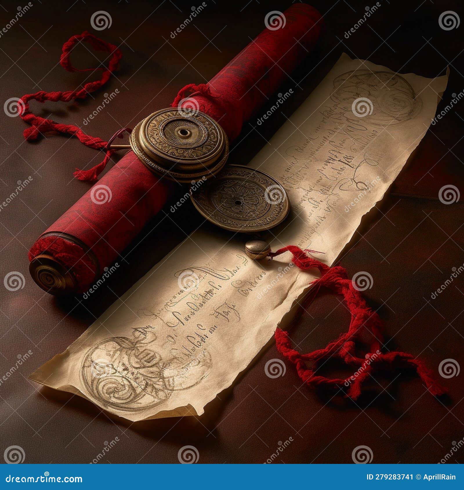 A Scroll with a Contract and a Wax Seal Stock Illustration ...