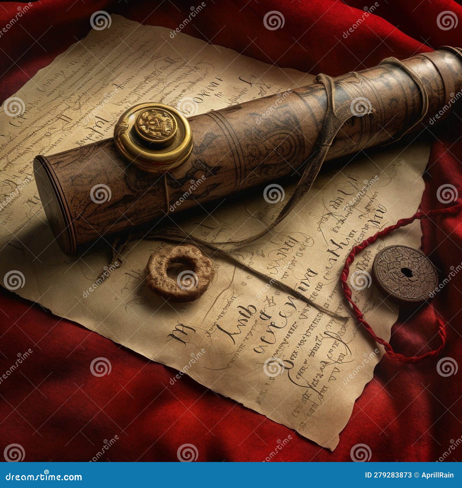 A Scroll with a Contract and a Wax Seal Stock Illustration ...