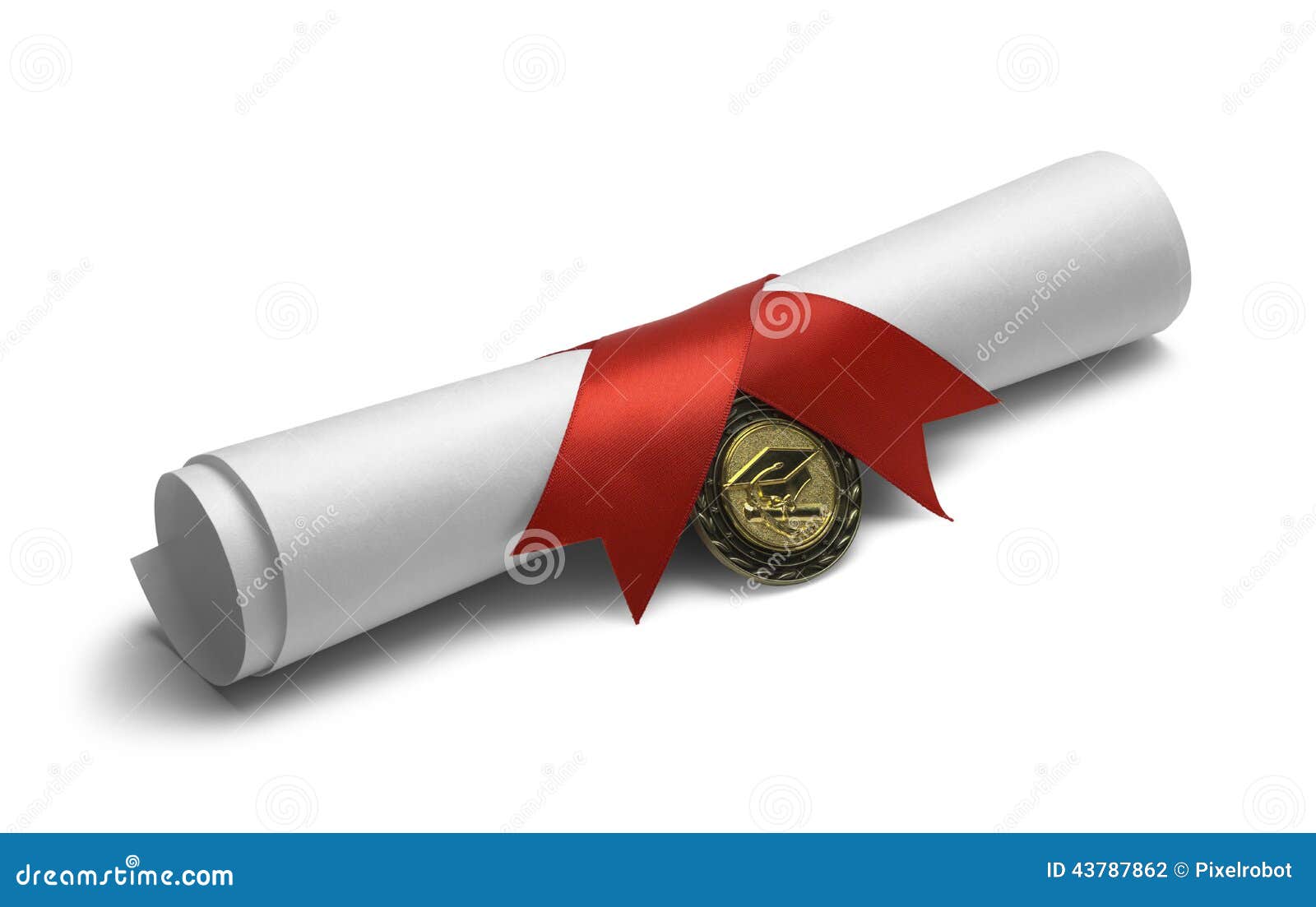 Scroll with Diploma Medal stock photo. Image of ideas - 43787862