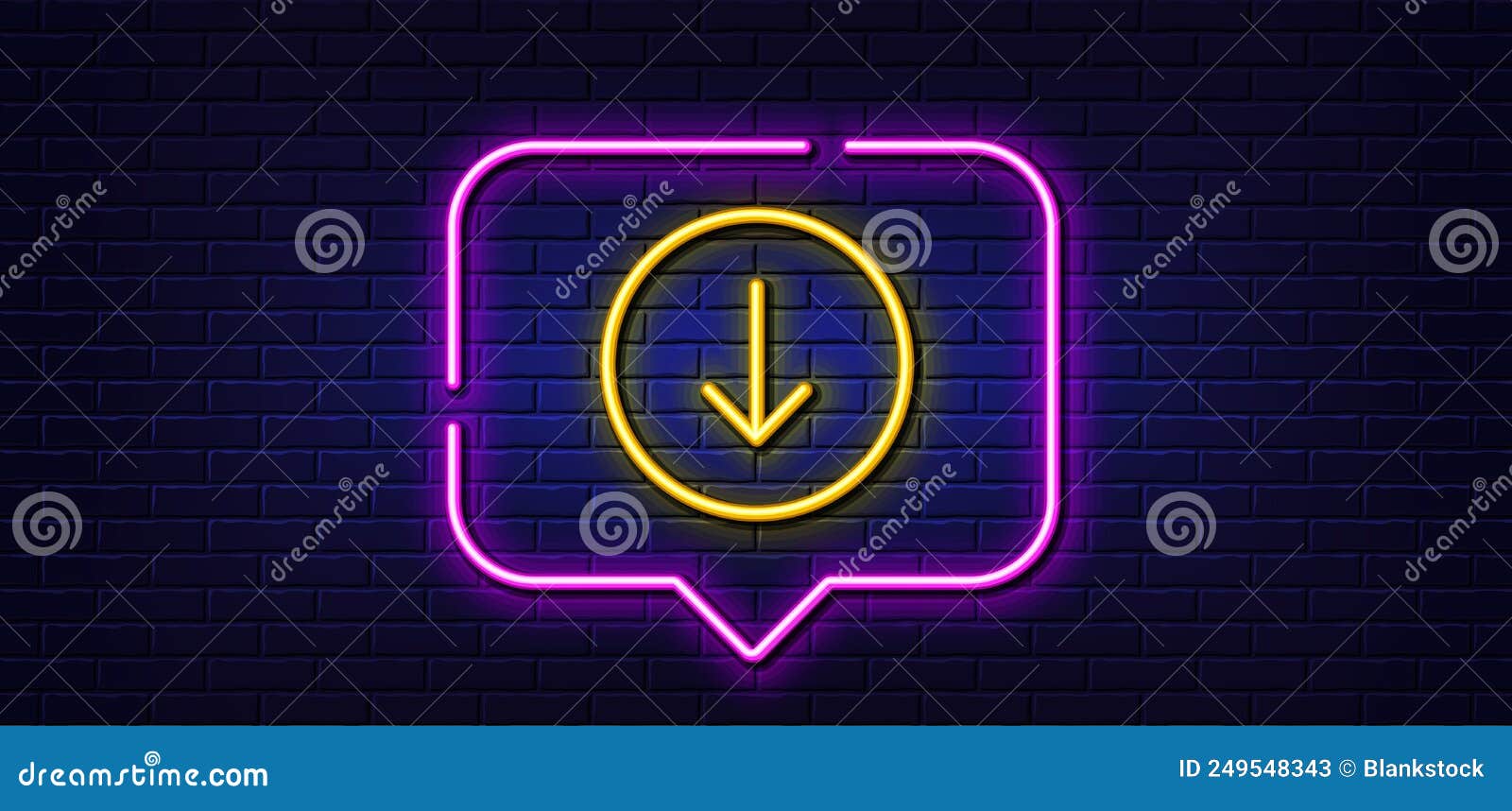 Scroll Down Button Line Icon. Scrolling Screen Sign. Swipe Page. Neon ...