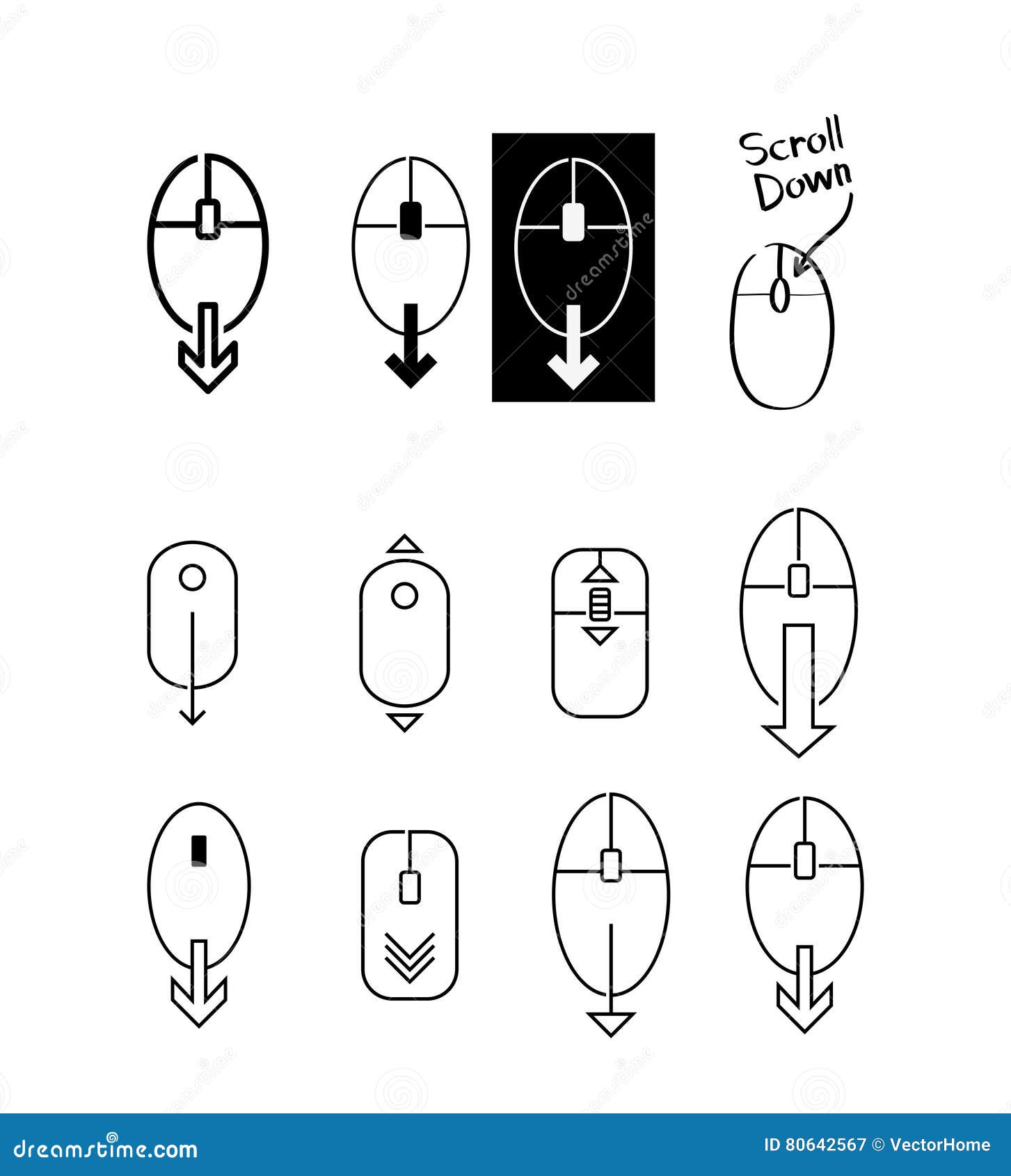 Scroll Down Arrow Icon. Scrolling Screen Sign. Swipe Page. Vector ...