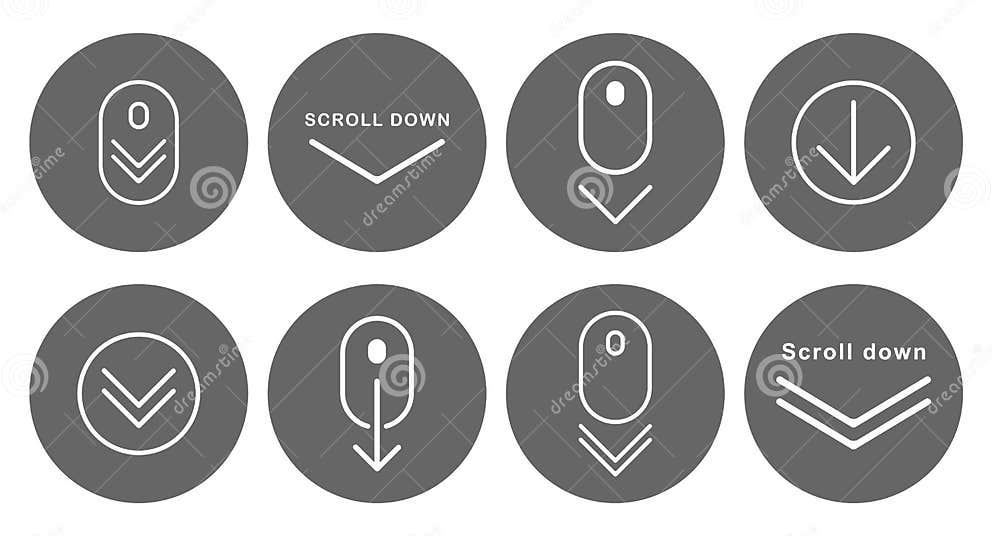 Scroll Down Icon Shape. Scrolling Mouse Symbol for Web or App Design ...
