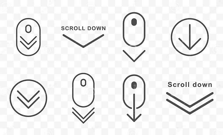 Scroll Down Icon Shape. Scrolling Mouse Symbol for Web or App Design ...