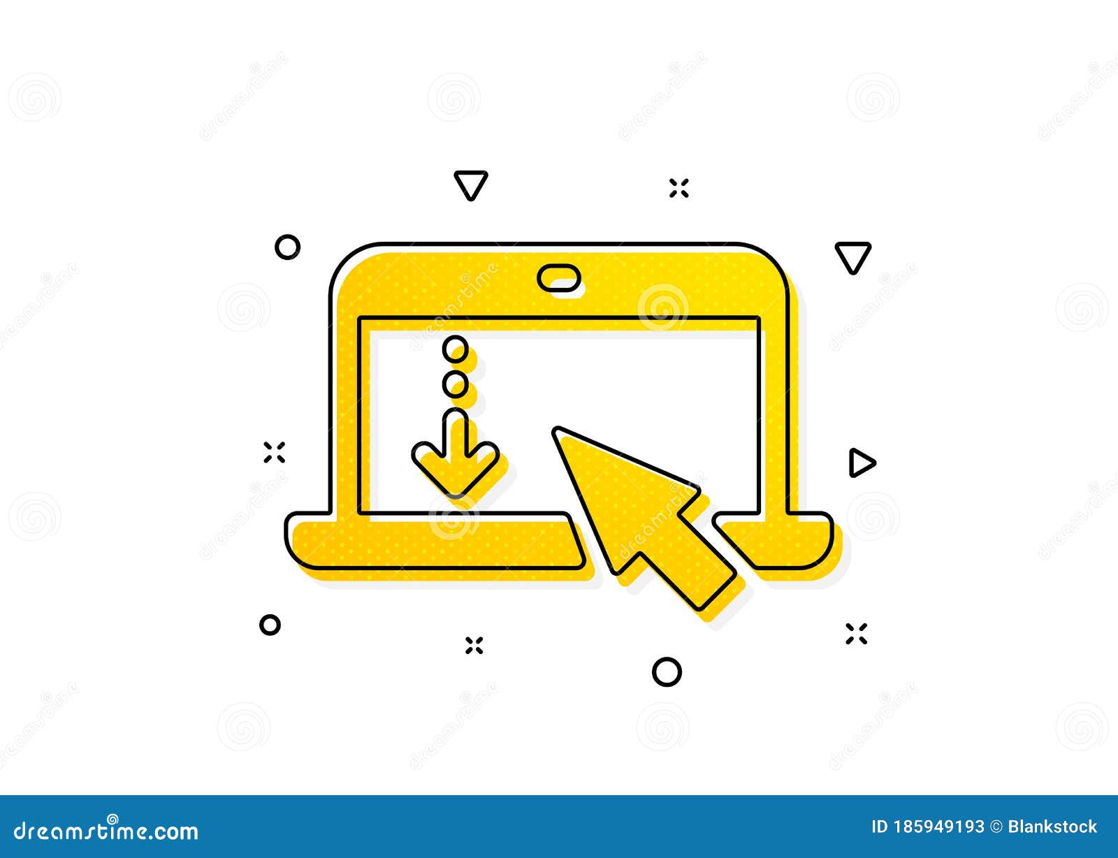 Scroll Down Laptop Icon. Scrolling Screen Sign. Swipe Page. Vector ...