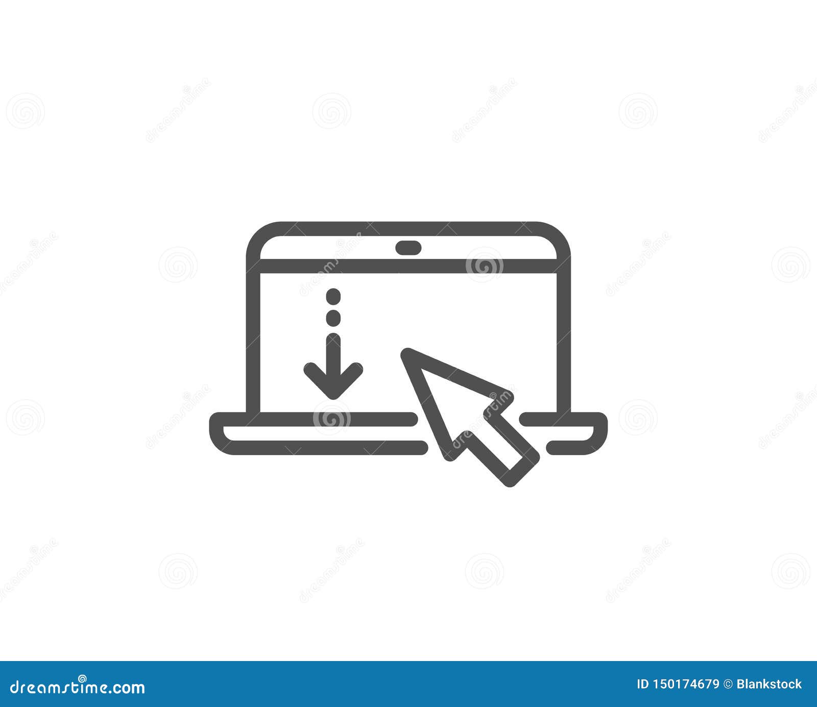 Scroll Down Laptop Line Icon. Scrolling Screen Sign. Swipe Page. Vector ...