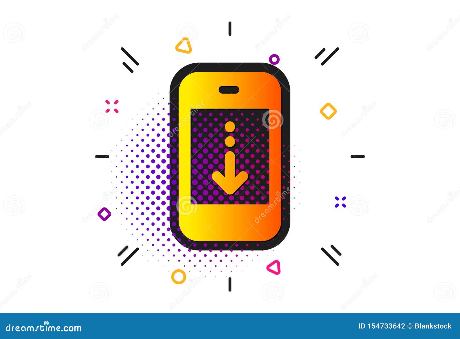 Scroll Down Phone Icon. Scrolling Screen Sign. Swipe Page. Vector Stock ...