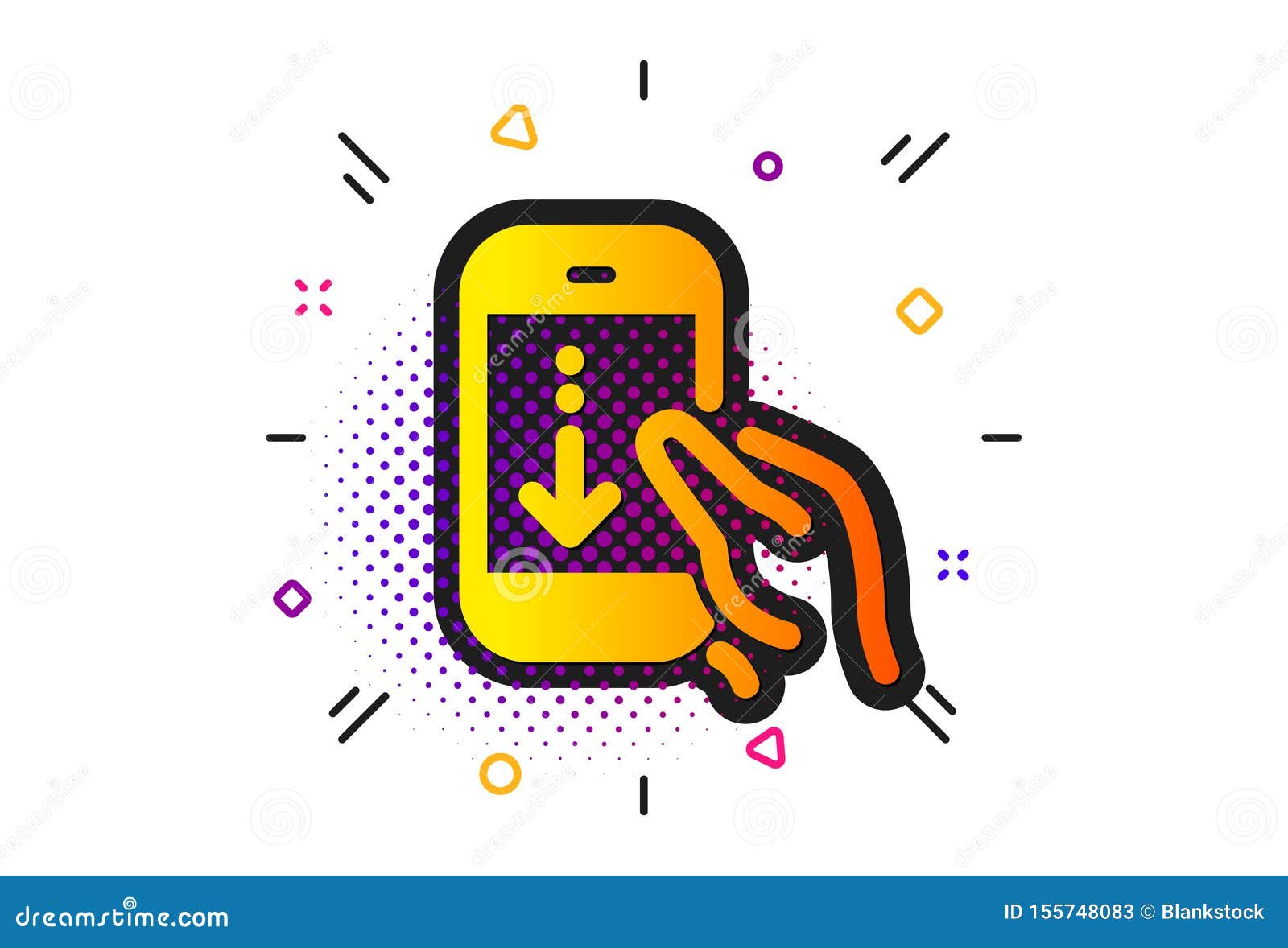 Scroll Down Phone Icon. Scrolling Screen Sign. Swipe Page. Vector Stock ...