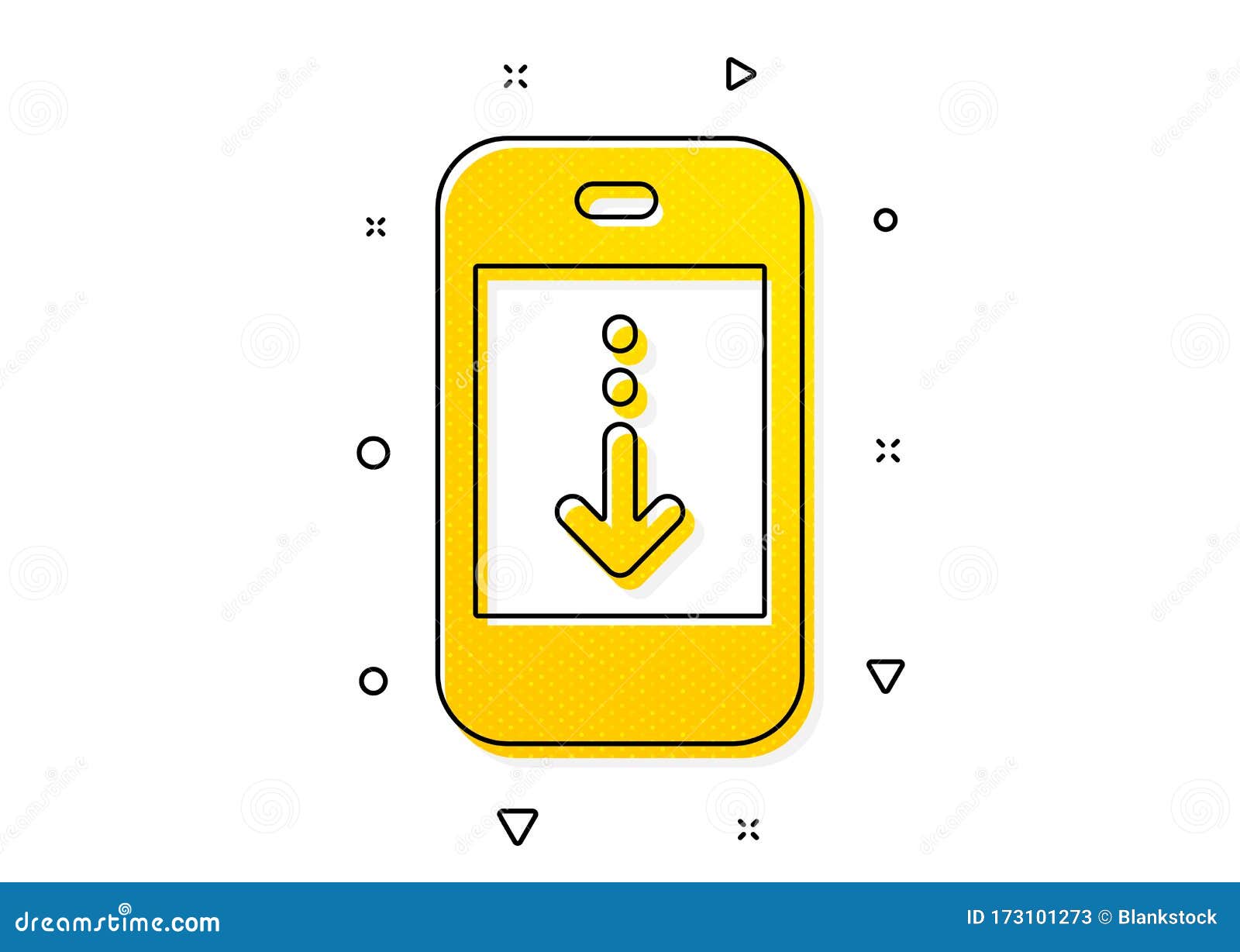 Scroll Down Phone Icon. Scrolling Screen Sign. Swipe Page. Vector Stock ...