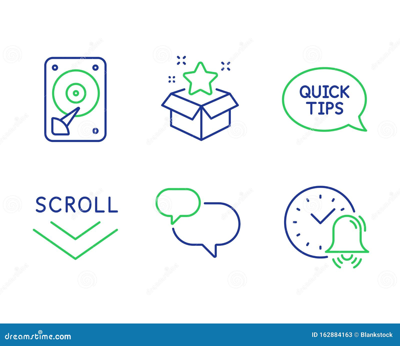 Scroll Down, Quickstart Guide and Hdd Icons Set. Chat Message, Loyalty ...