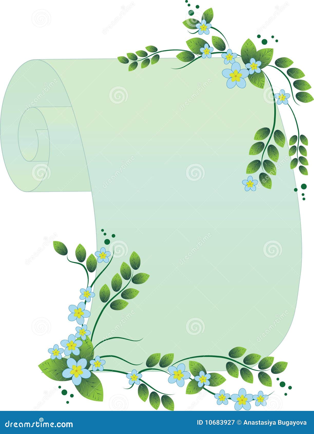 Scroll with flowers stock vector. Illustration of ancient - 10683927