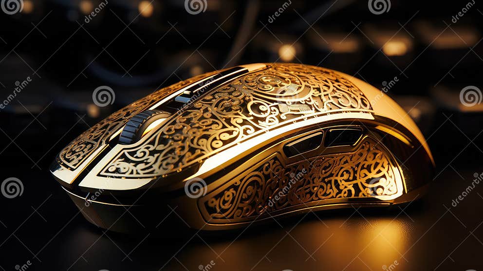 Scroll gold computer mouse stock illustration. Illustration of ...