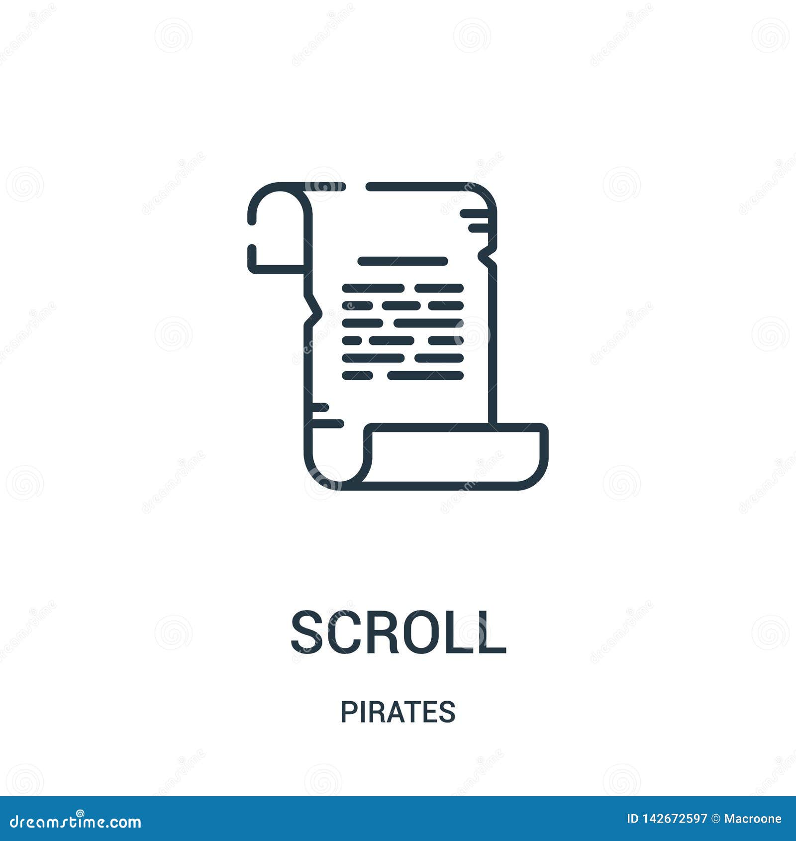 Scroll Icon Vector from Pirates Collection. Thin Line Scroll Outline ...