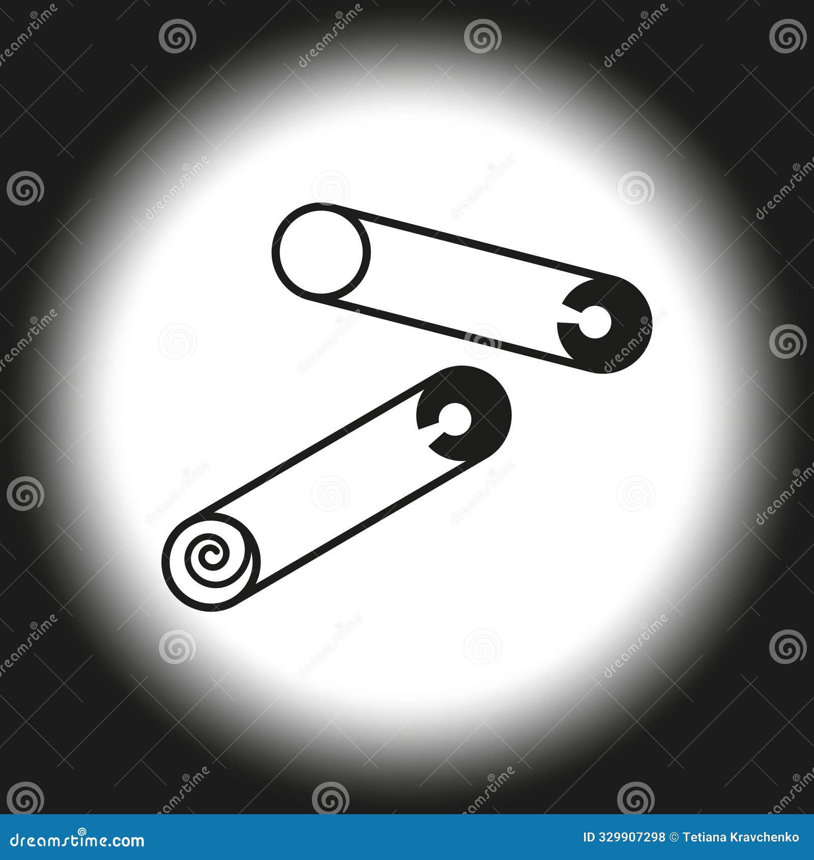 Scroll Icons. Rolled Document Symbols. Black and White Design. Vector ...