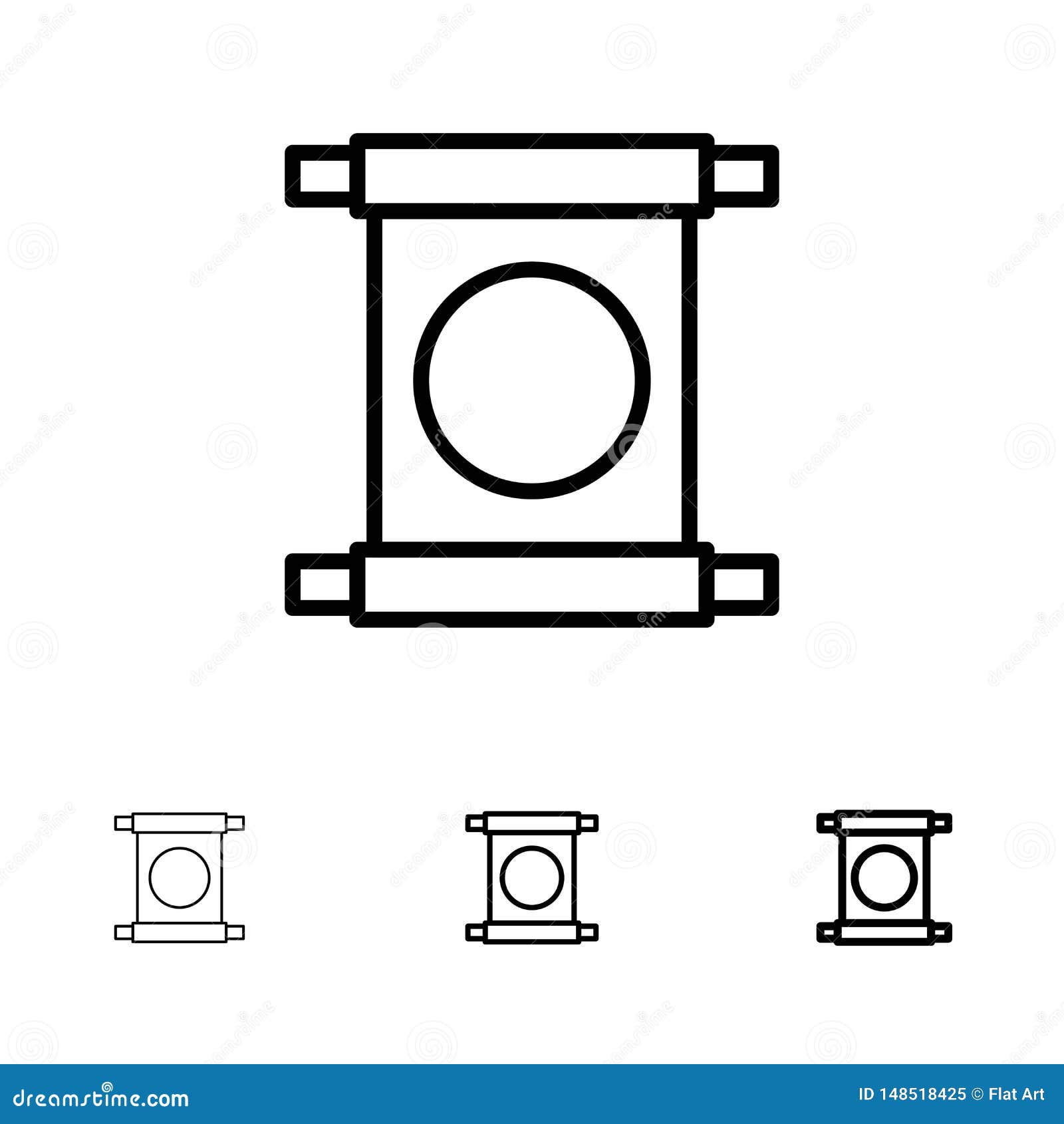 Scroll, Letter, China, Chinese Bold and Thin Black Line Icon Set Stock ...
