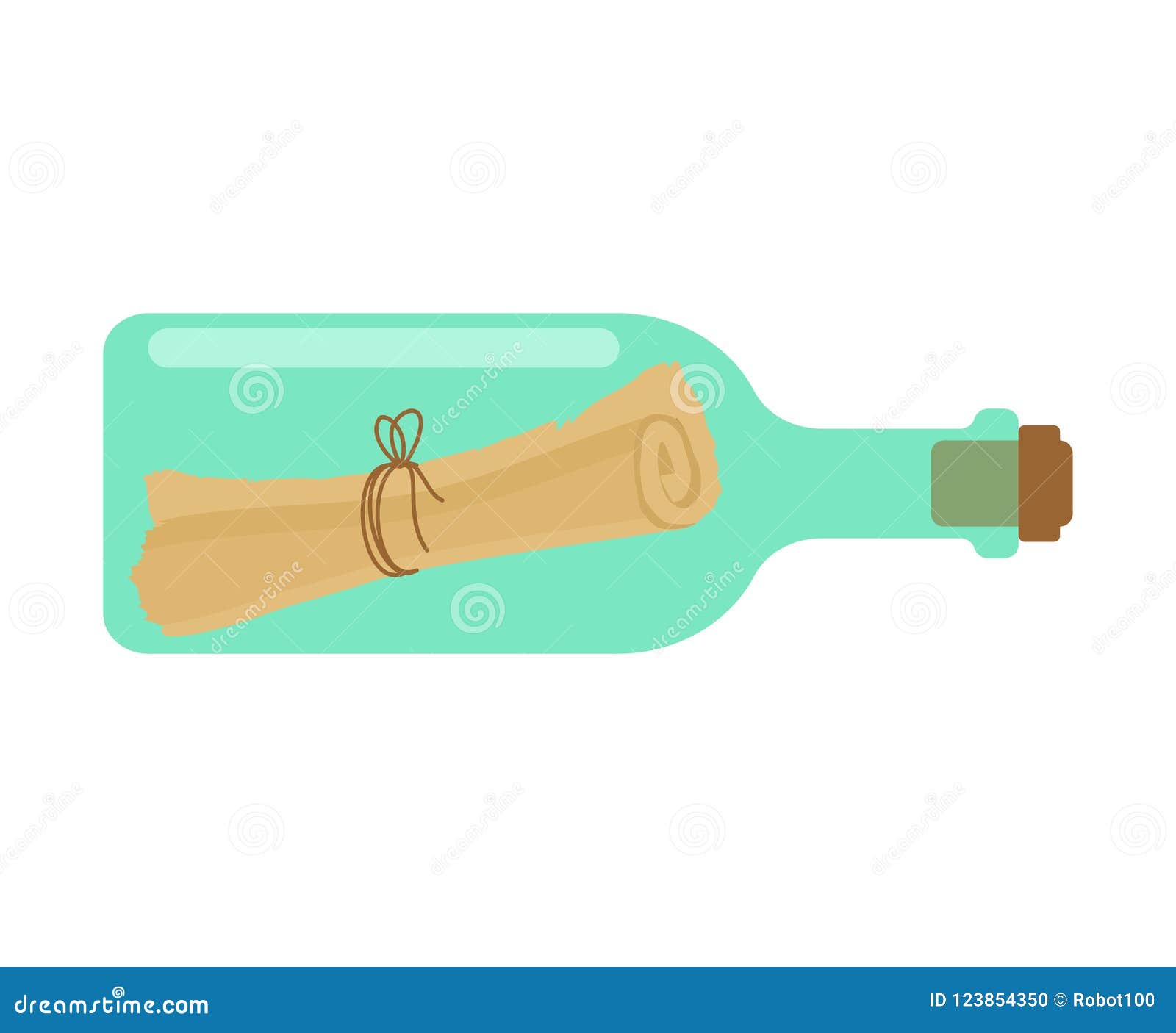 Scroll Message in Bottle Isolated. Letter in Flask Stock Vector ...