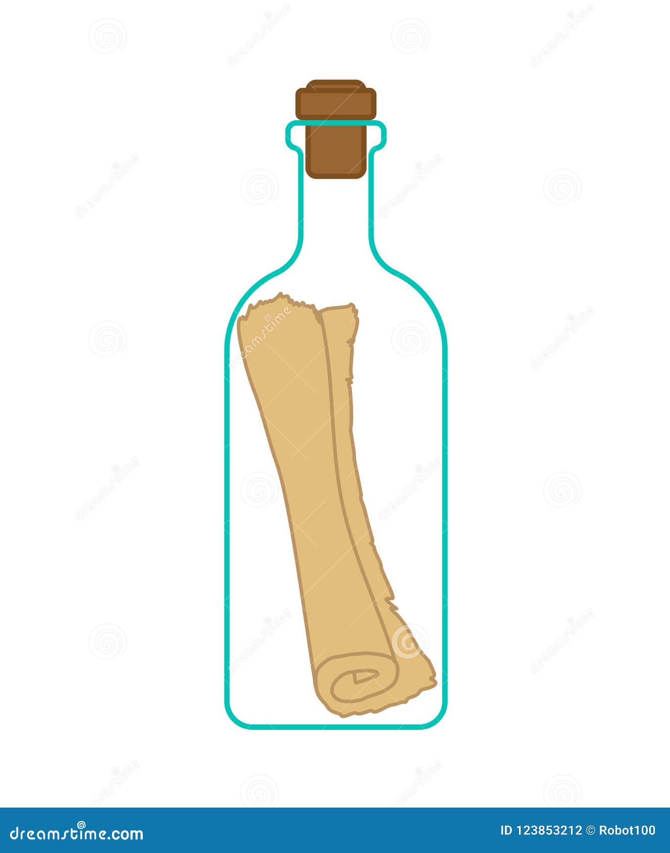 Scroll Message in Bottle Isolated. Letter in Flask Stock Vector ...