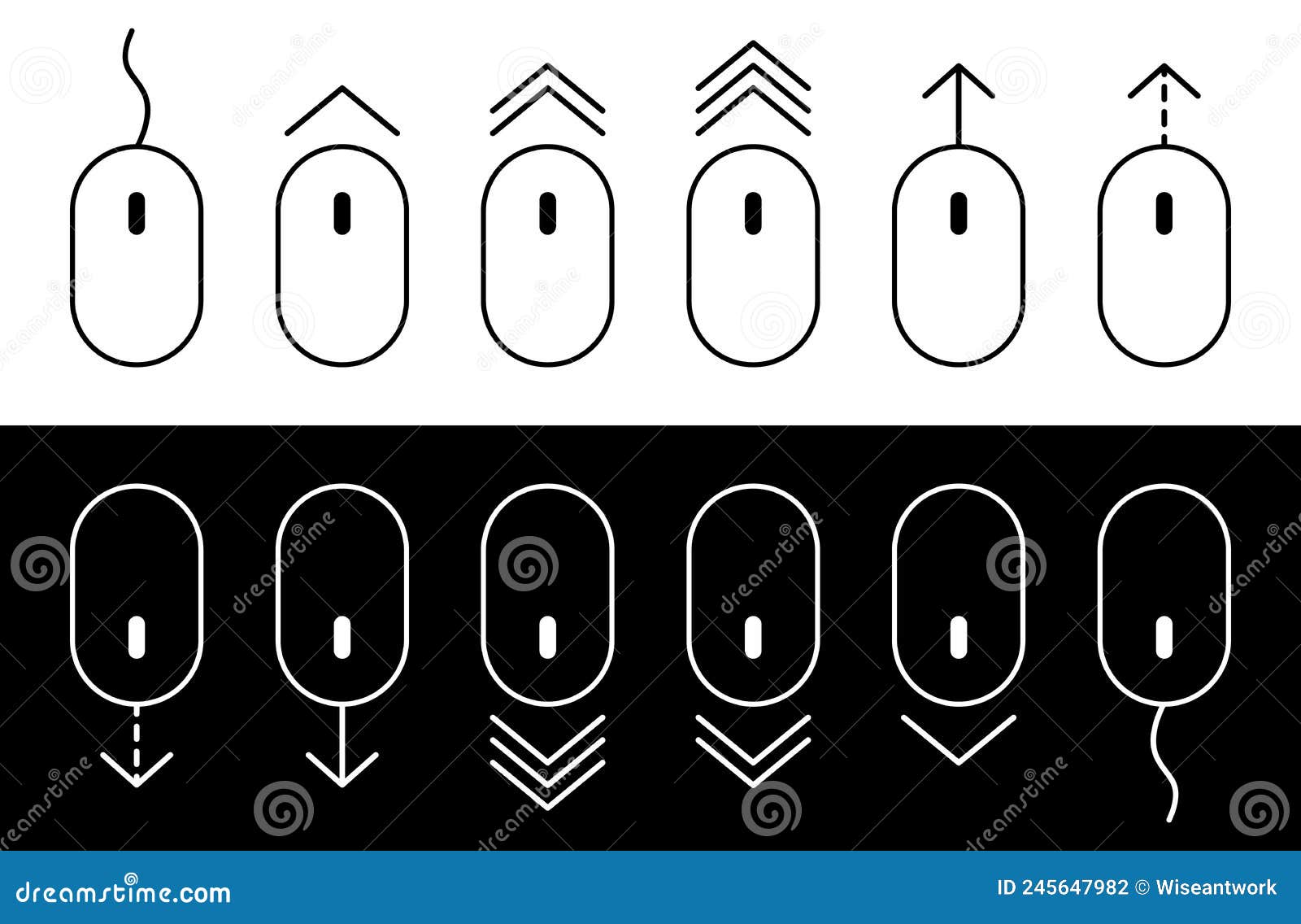 Scroll Mouse Vector Icon. Scrolling Line Symbol Collection On White ... Scroll Mouse Vector Icon. Scrolling Line Symbol Collection On White ...