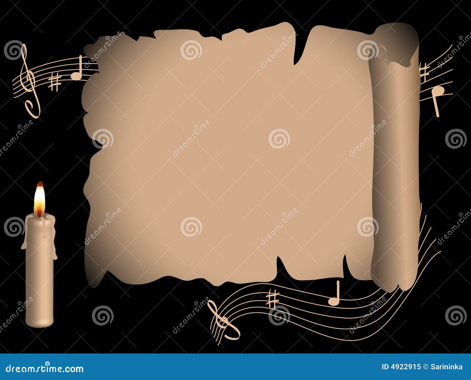 Scroll with notes stock vector. Illustration of decorative - 4922915
