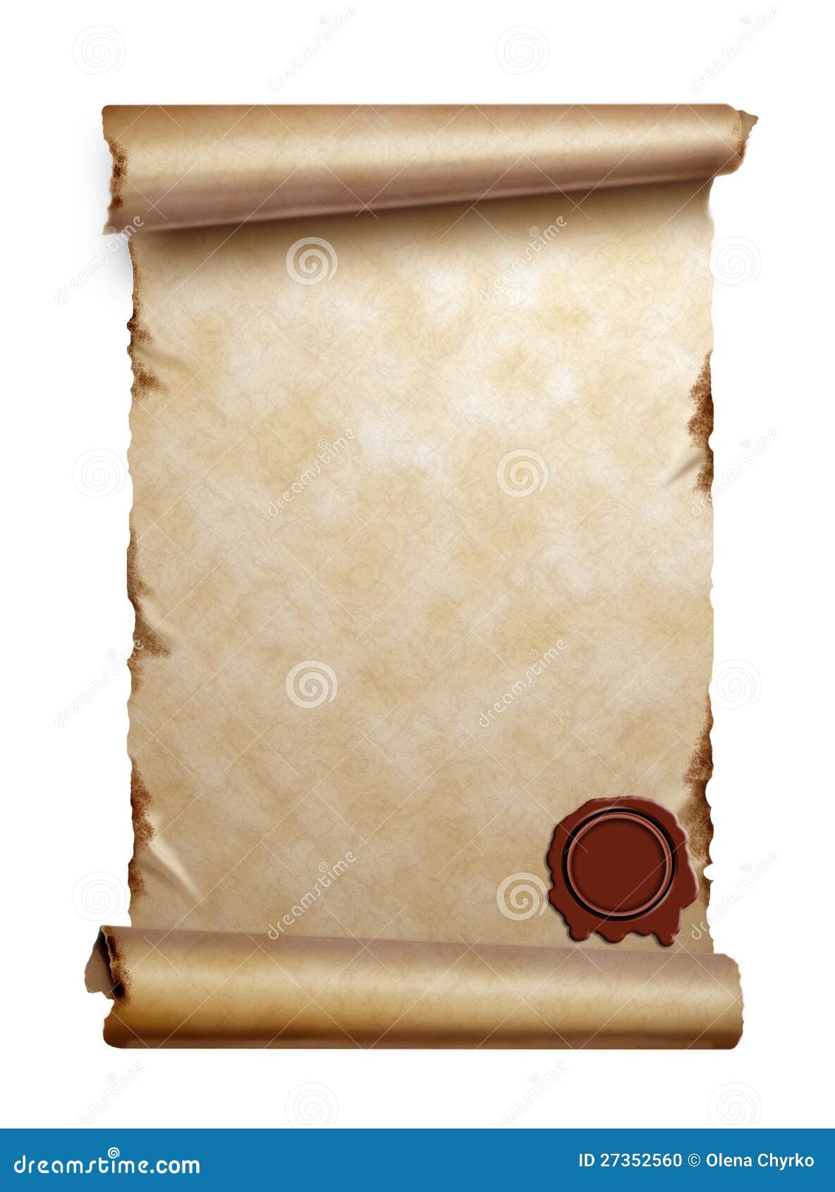 Scroll of Old Paper with Curled Edges Isolated Stock Illustration ...