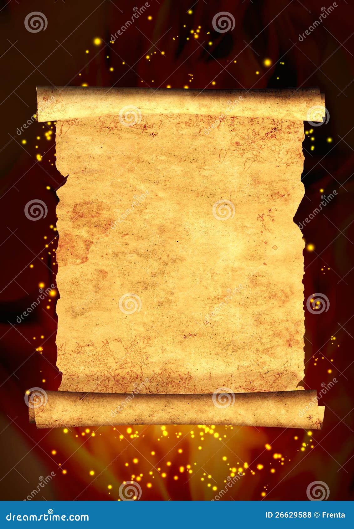 Scroll of old parchment stock illustration. Illustration of banner ...