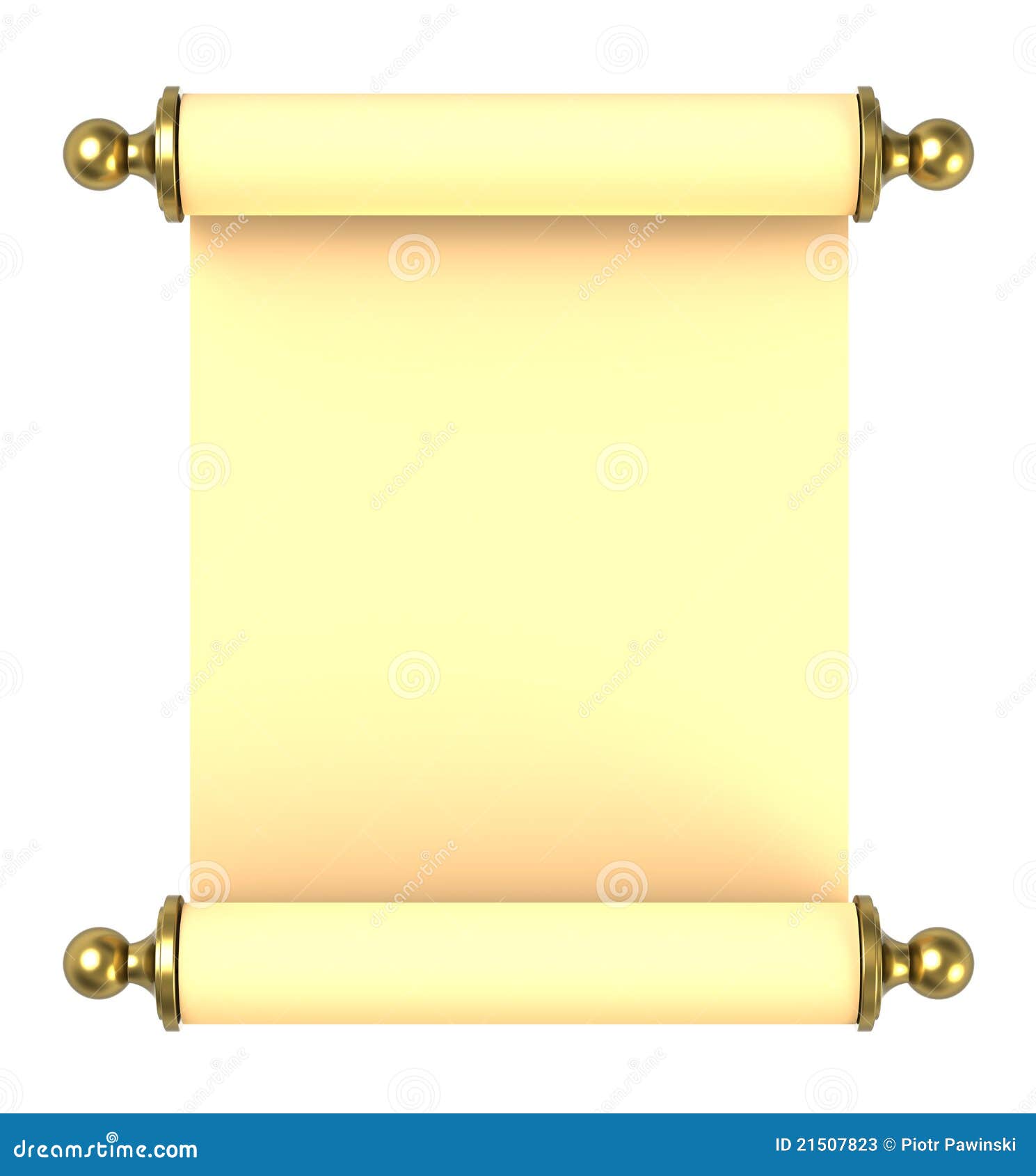 Scroll Paper with Golden Handles Over White. Stock Illustration ...