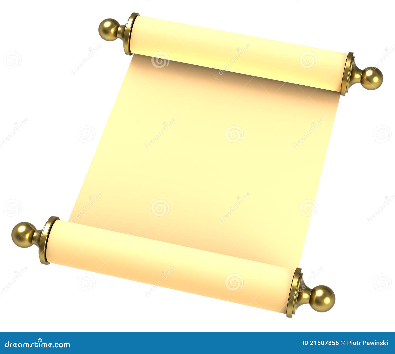 Scroll Paper with Golden Handles Over White. Stock Illustration ...