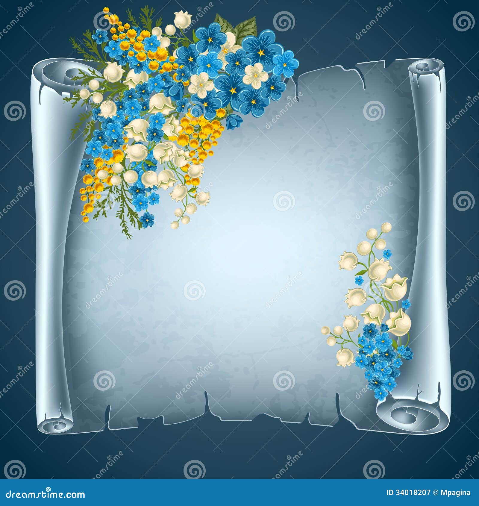 Scroll paper stock vector. Illustration of blue, decorative - 34018207