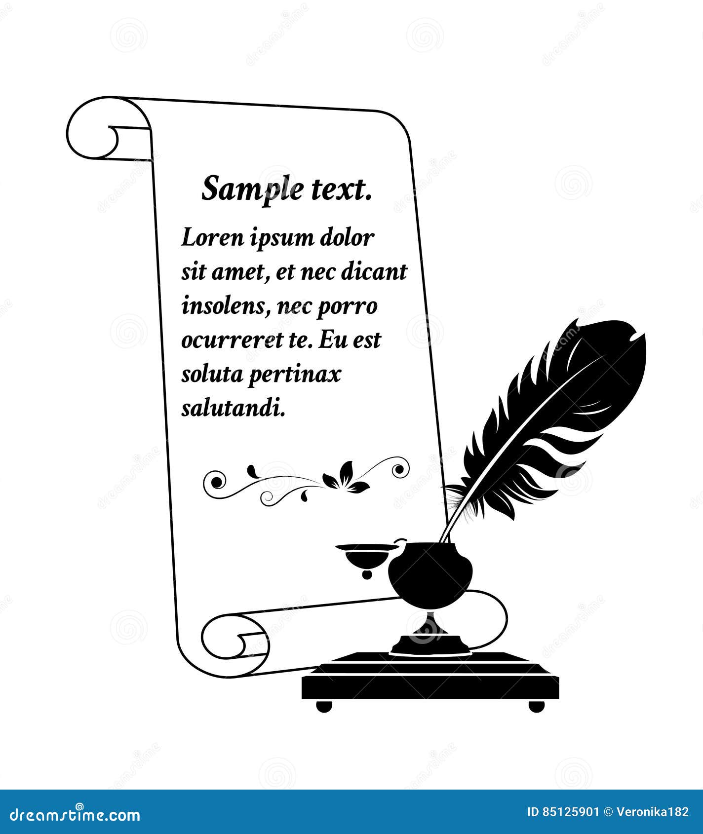 Scroll paper and inkwell. stock vector. Illustration of symbol - 85125901 Scroll paper and inkwell. stock vector. Illustration of symbol - 85125901