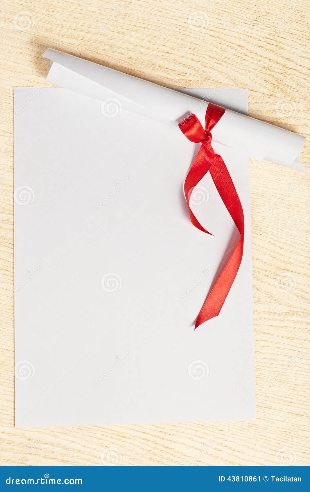 Scroll of Paper with a Red Ribbon. Stock Image - Image of object ...