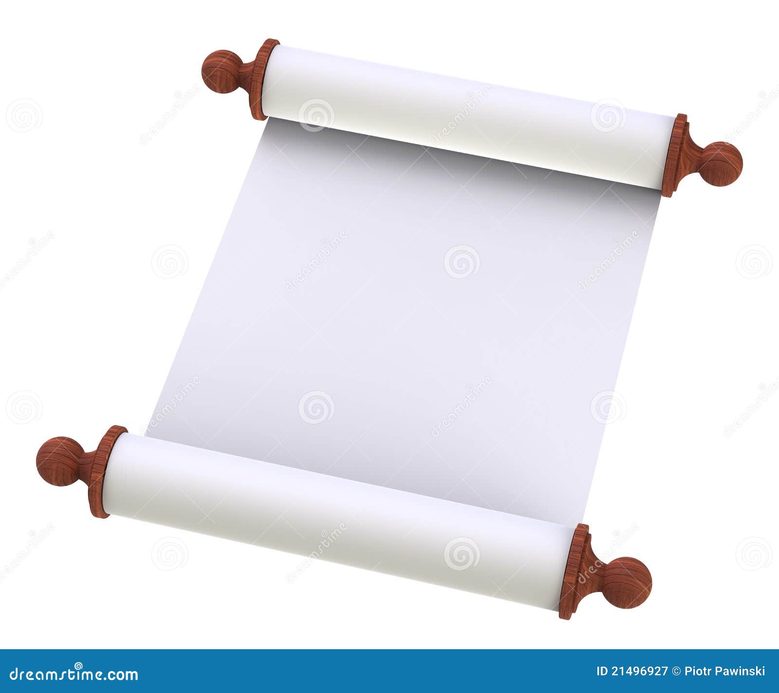 Scroll Paper with Wooden Handles Over White Stock Illustration ...