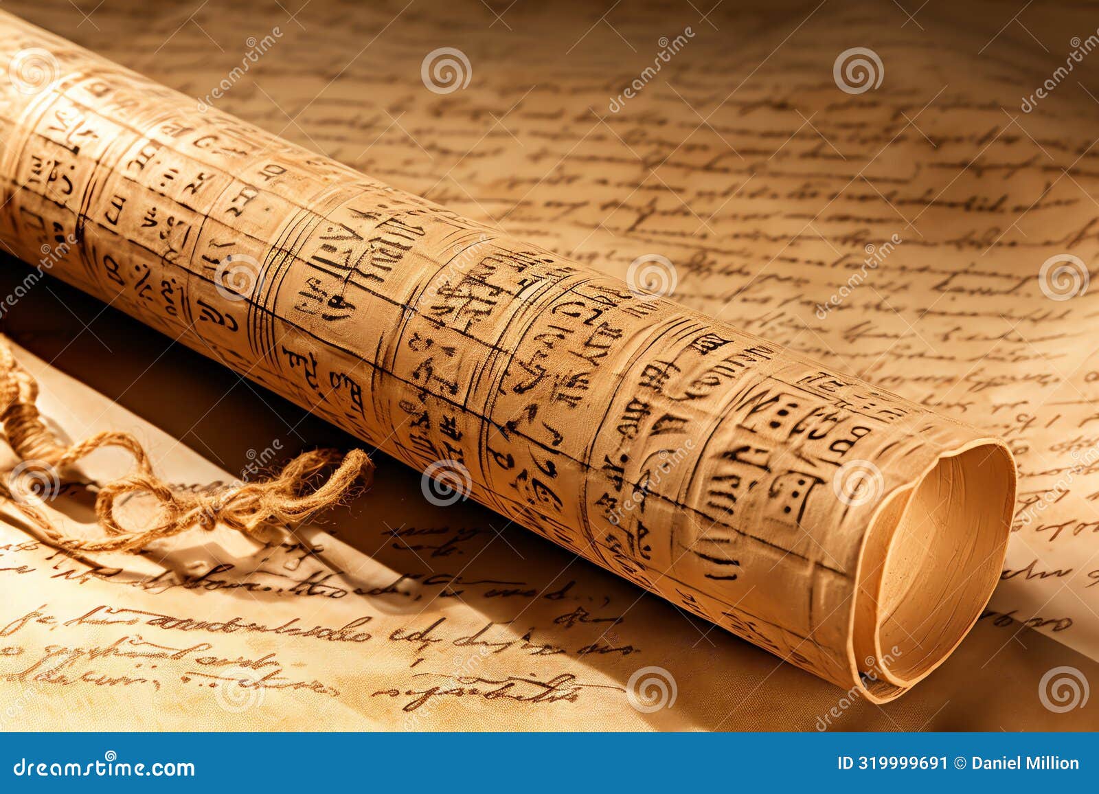 Scroll or Papyrus with Ancient Greek Text or Mathematical Equations ...