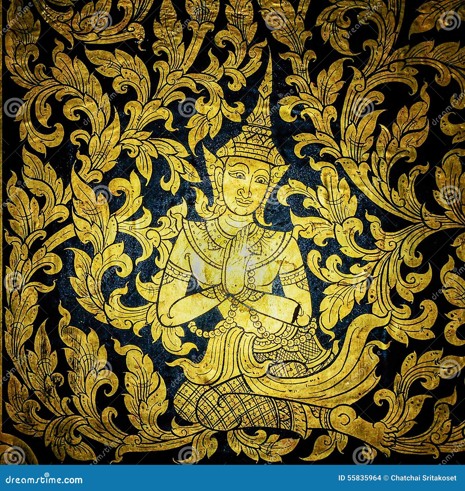 Scroll pattern stock photo. Image of golden, wall, thai - 55835964