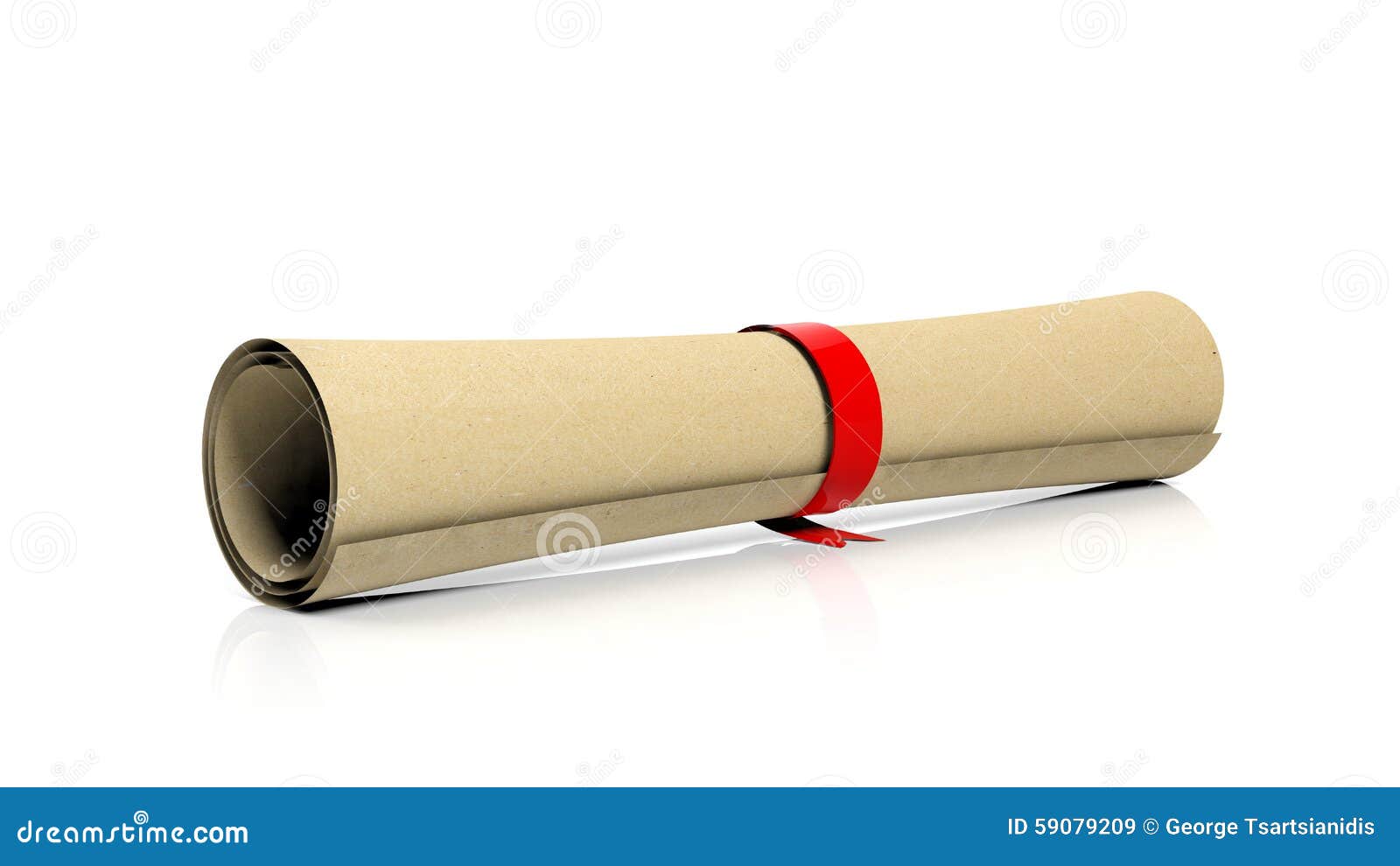 Scroll with red ribbon stock illustration. Illustration of objects ...