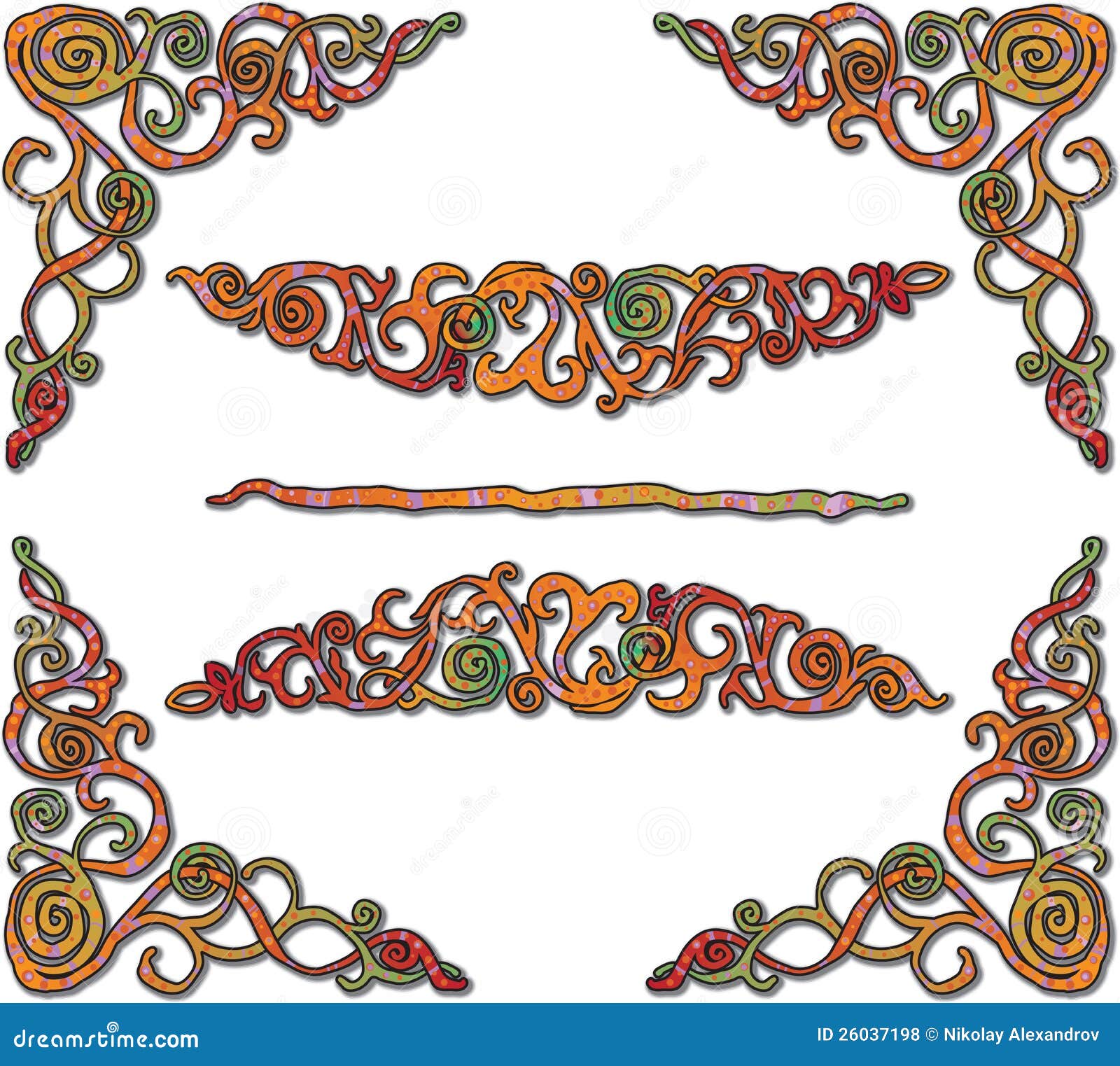 Scroll set stock vector. Illustration of bindweed, color - 26037198