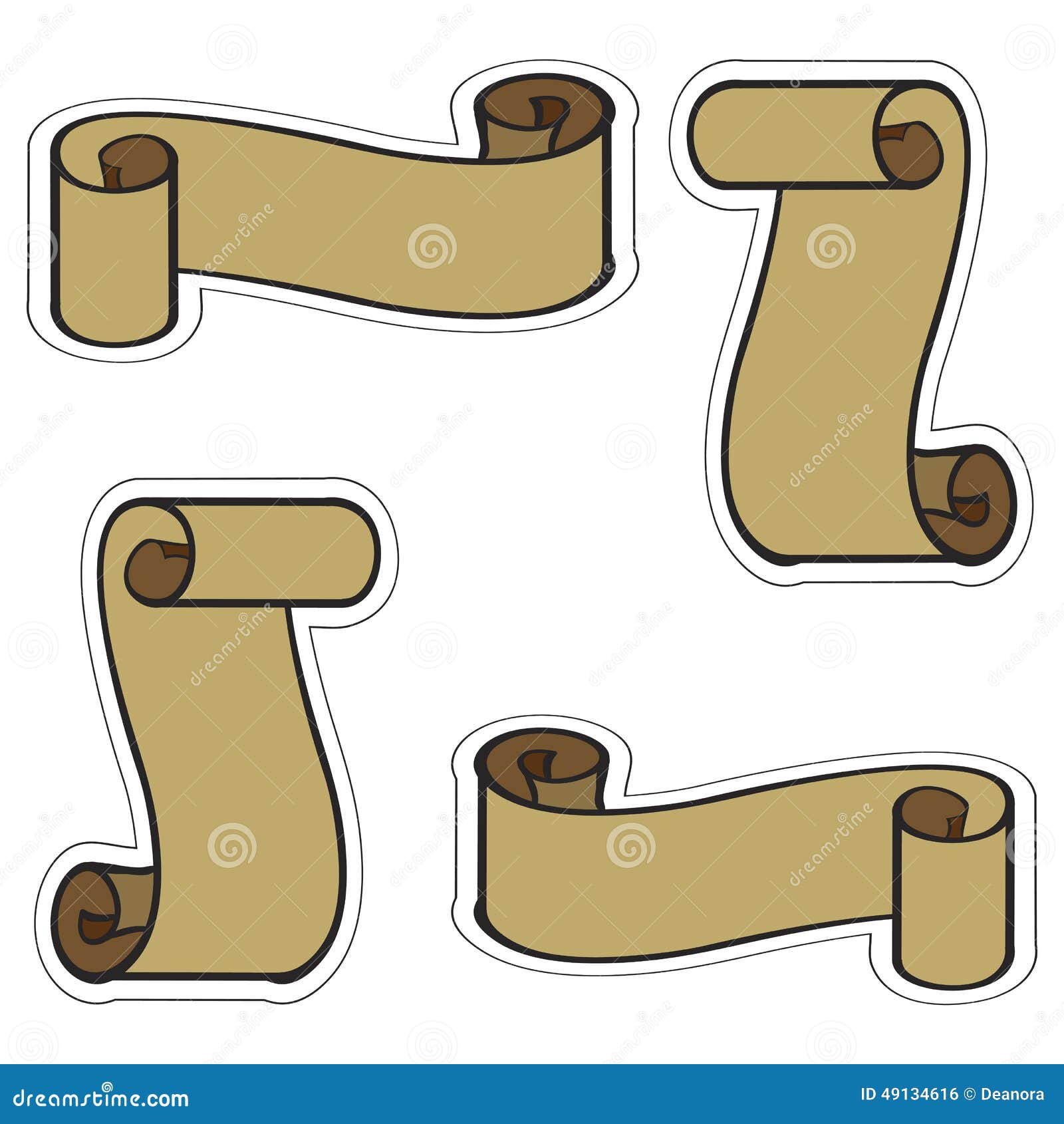 Scroll Set in Cartoon Style Stock Vector - Illustration of shape, paper ...